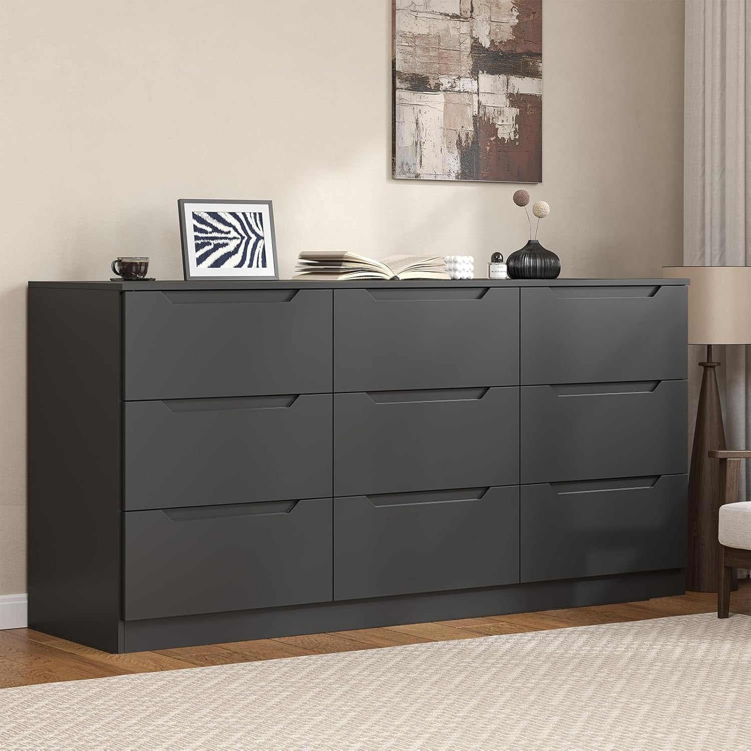 Winkalon 9 Drawer Dresser,62” Wide Chest of 9 Drawer Dresser, Modern ...
