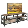 Winkalon Rustic Brown TV Stand for 75 Inch TV, Wood Console ...