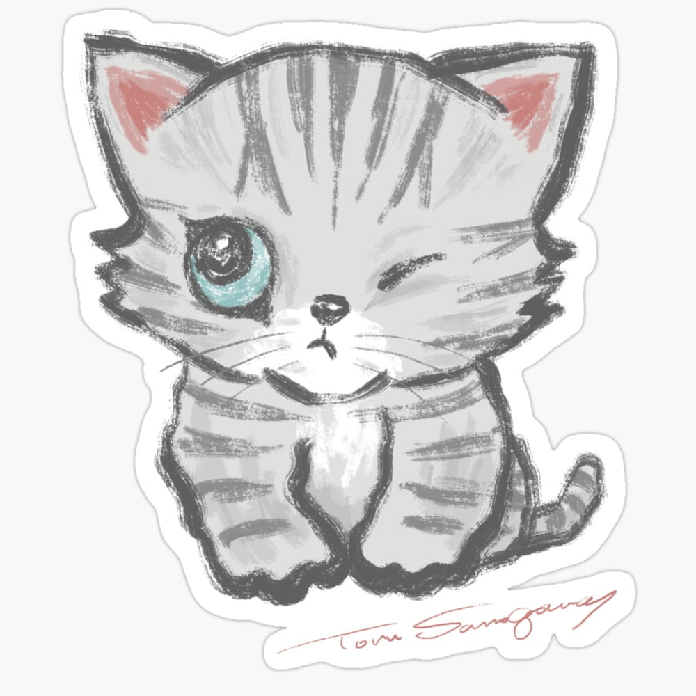 Winking American Shorthair Sticker Phone Decal Water Bottle Stickers ...