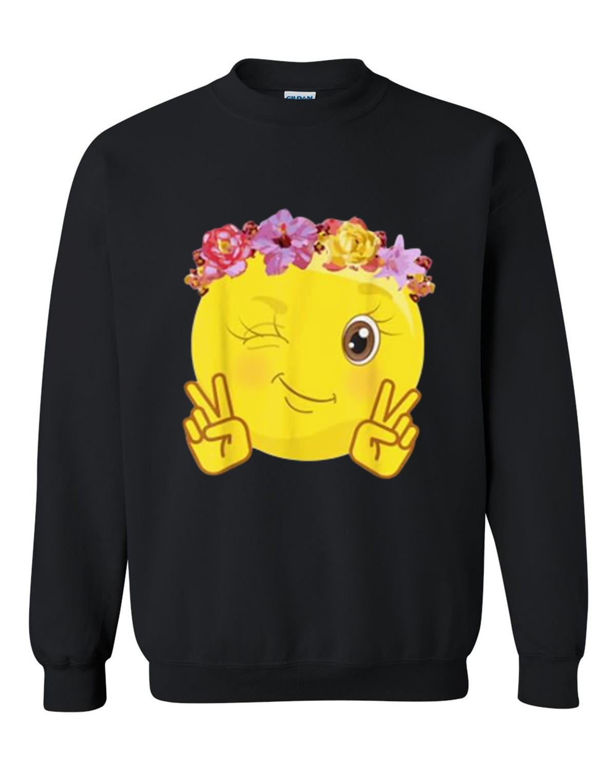 Winking Flower Crown Cute Face Emoji Summer Mood Fun Graphic Art ...