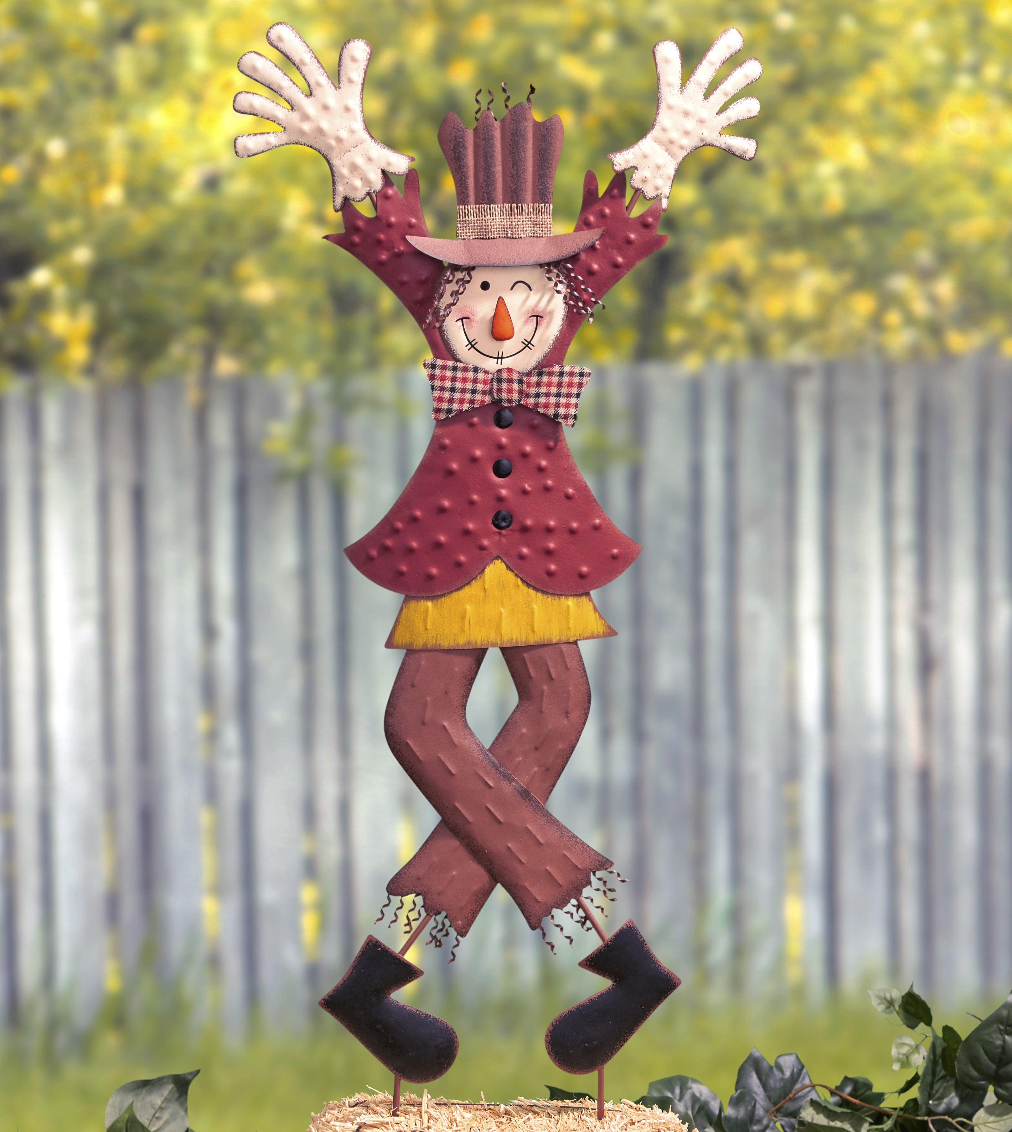 Winking Scarecrow Metal Garden Stake - Outdoor Fall Lawn Halloween Yard ...