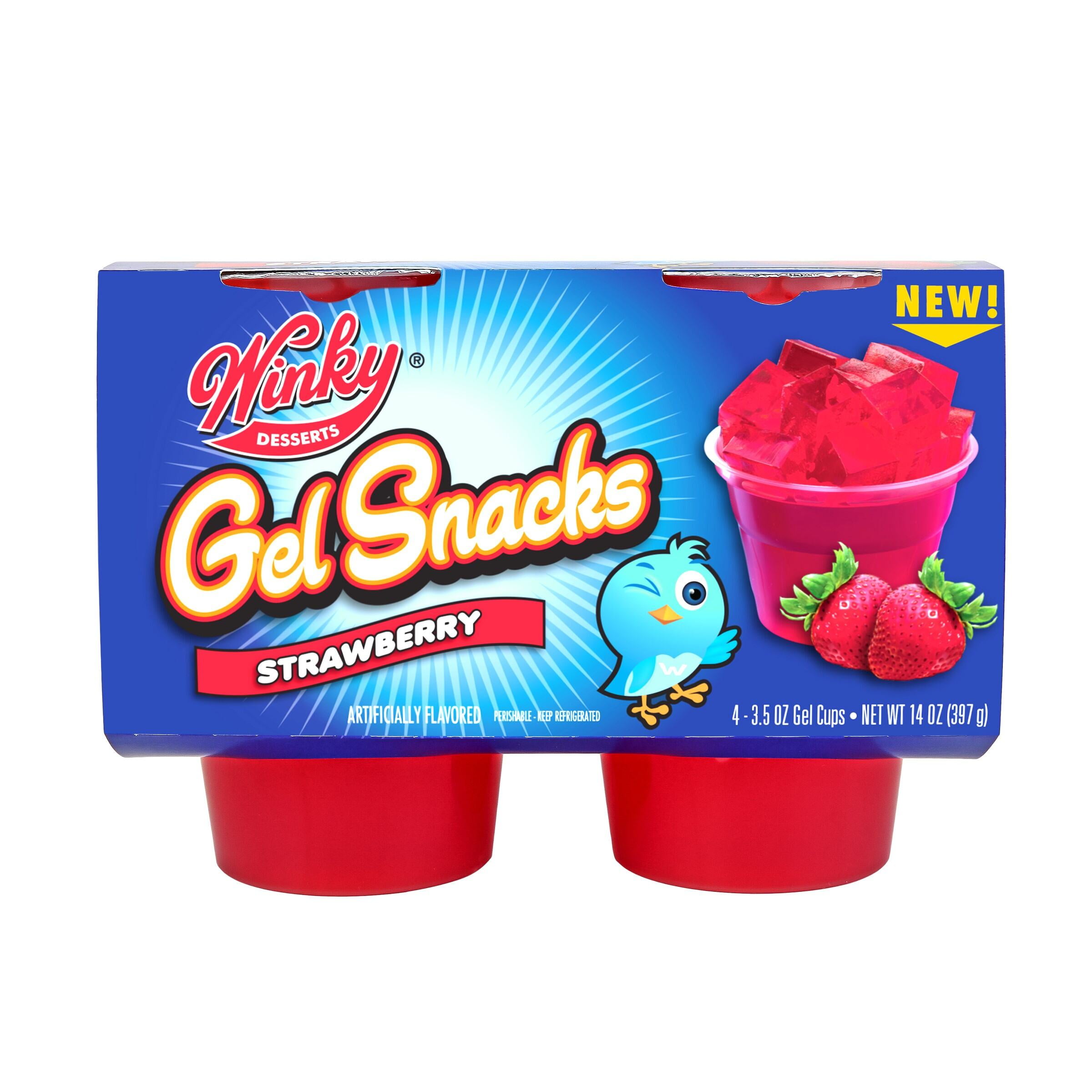 Winky Strawberry Gel Snacks, 4 Count Plastic Cups, Refrigerated, 1 Cup ...