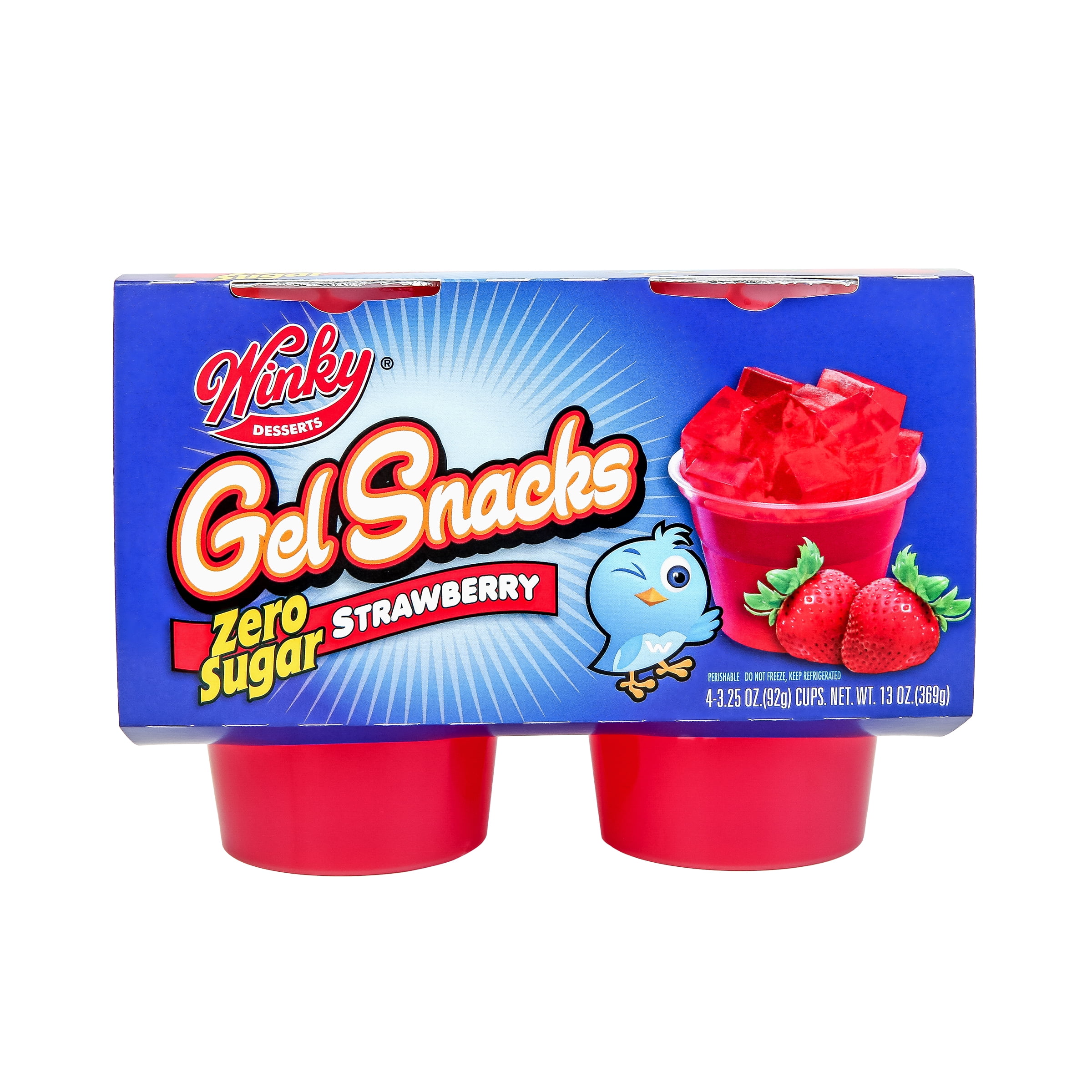 Winky Zero Sugar Strawberry Gel Snacks, 4 Count Plastic Cups ...