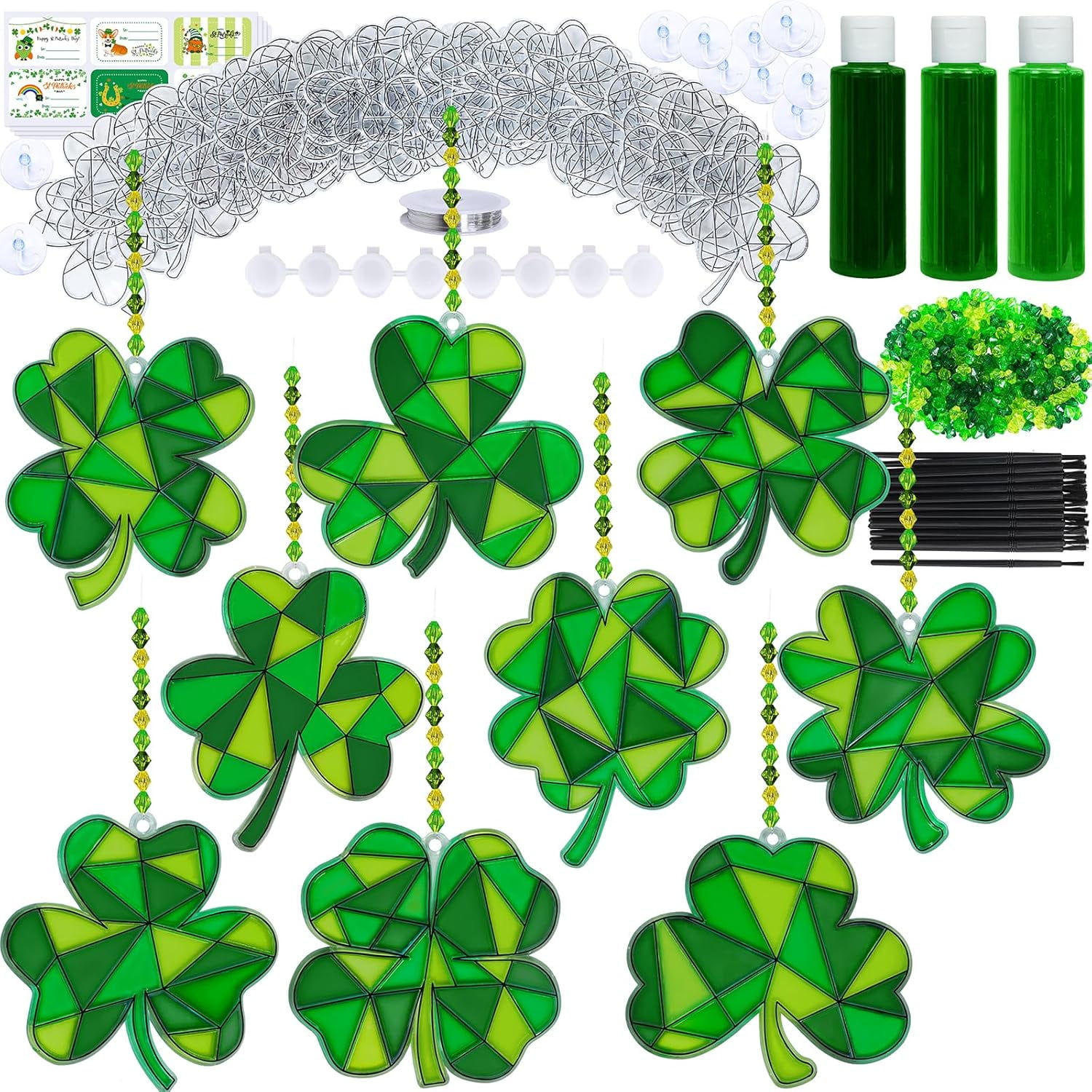 Winlyn 27 Sets St. Patrick's Day Shamrock Suncatchers Ornaments ...