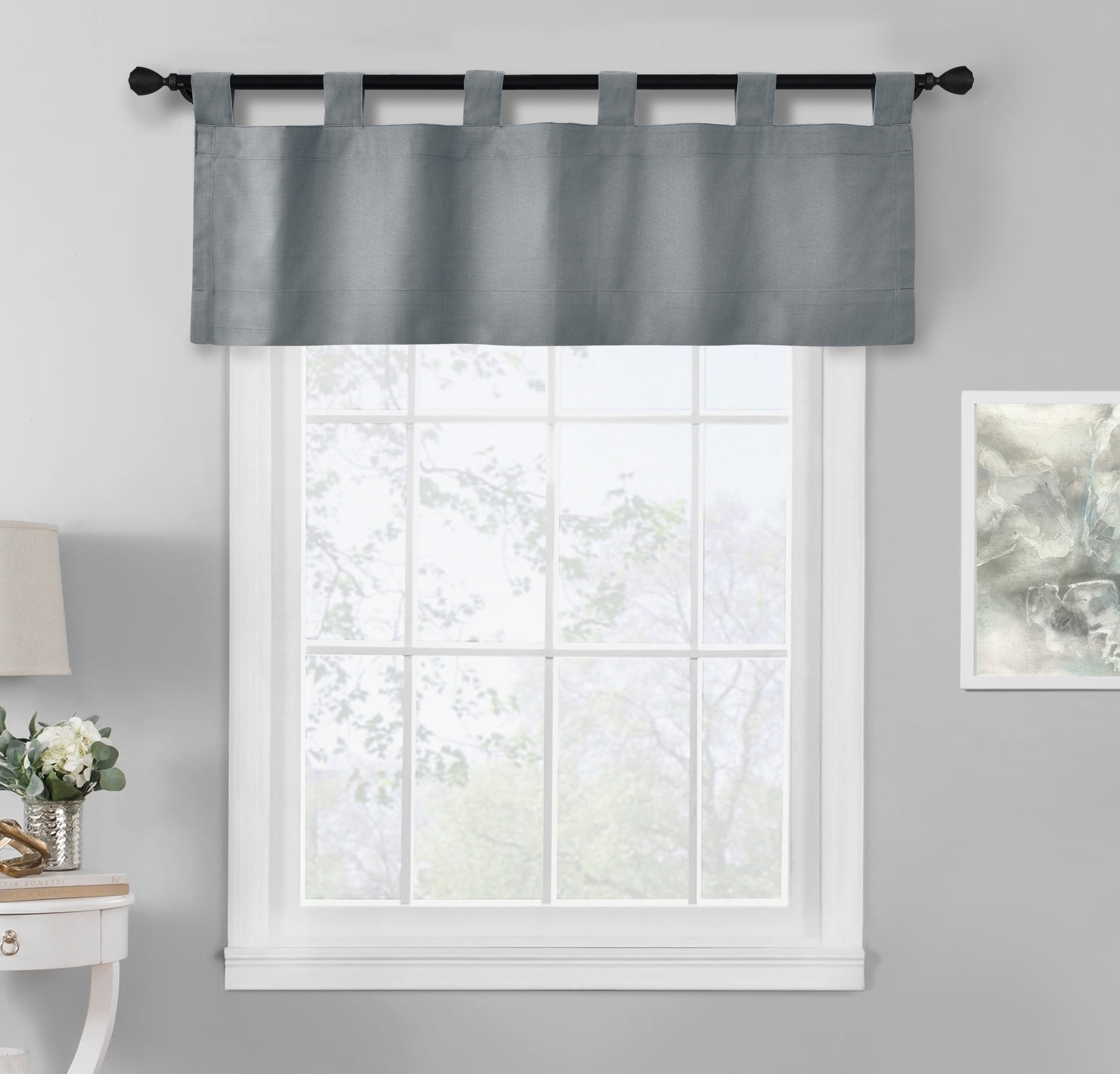 Winmate Insulated Cotton Tab Top Valance 40" x 15" in Dolphin Grey ...