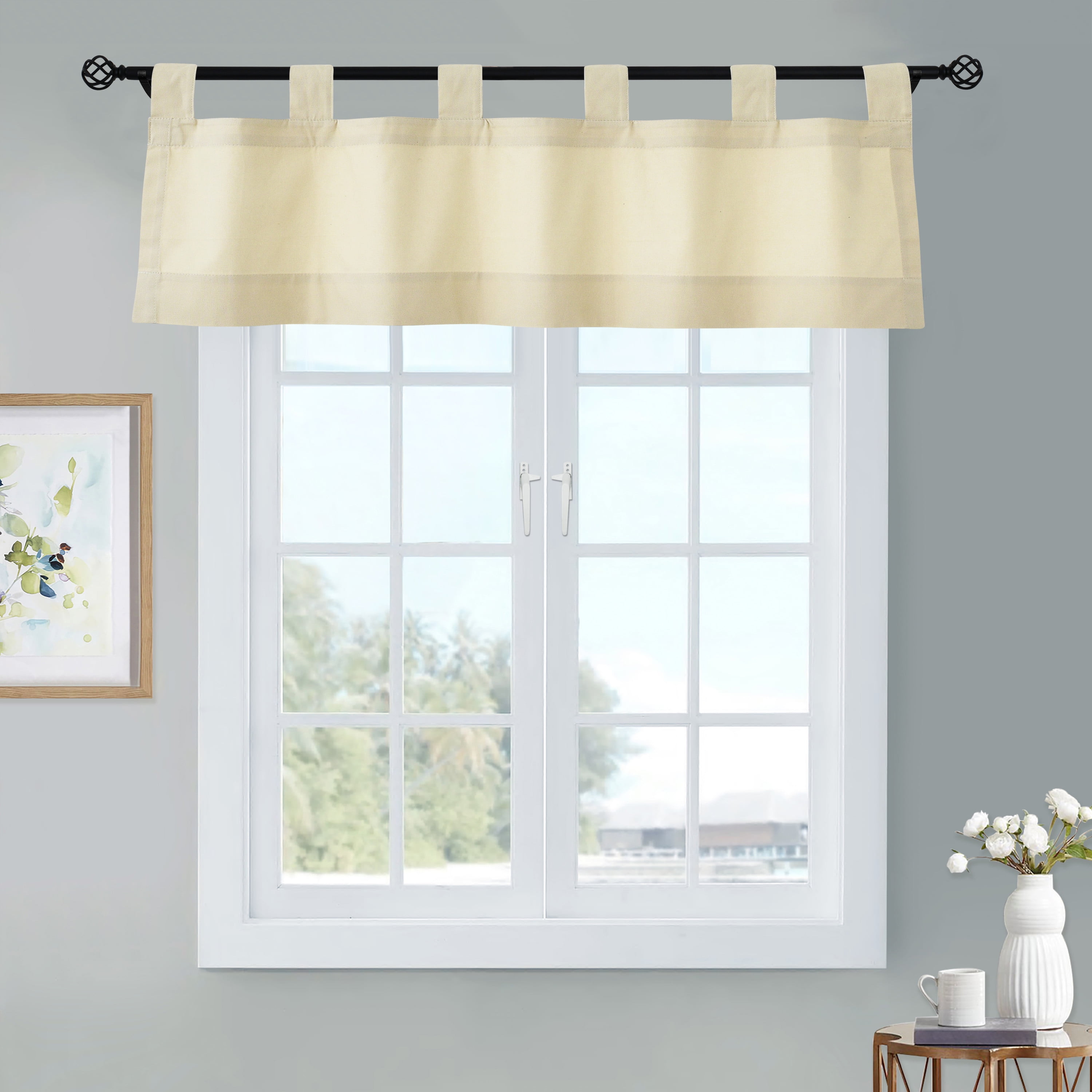 Winmate Insulated Cotton Tab Top Valance 40" x 15" in Natural - Walmart.com