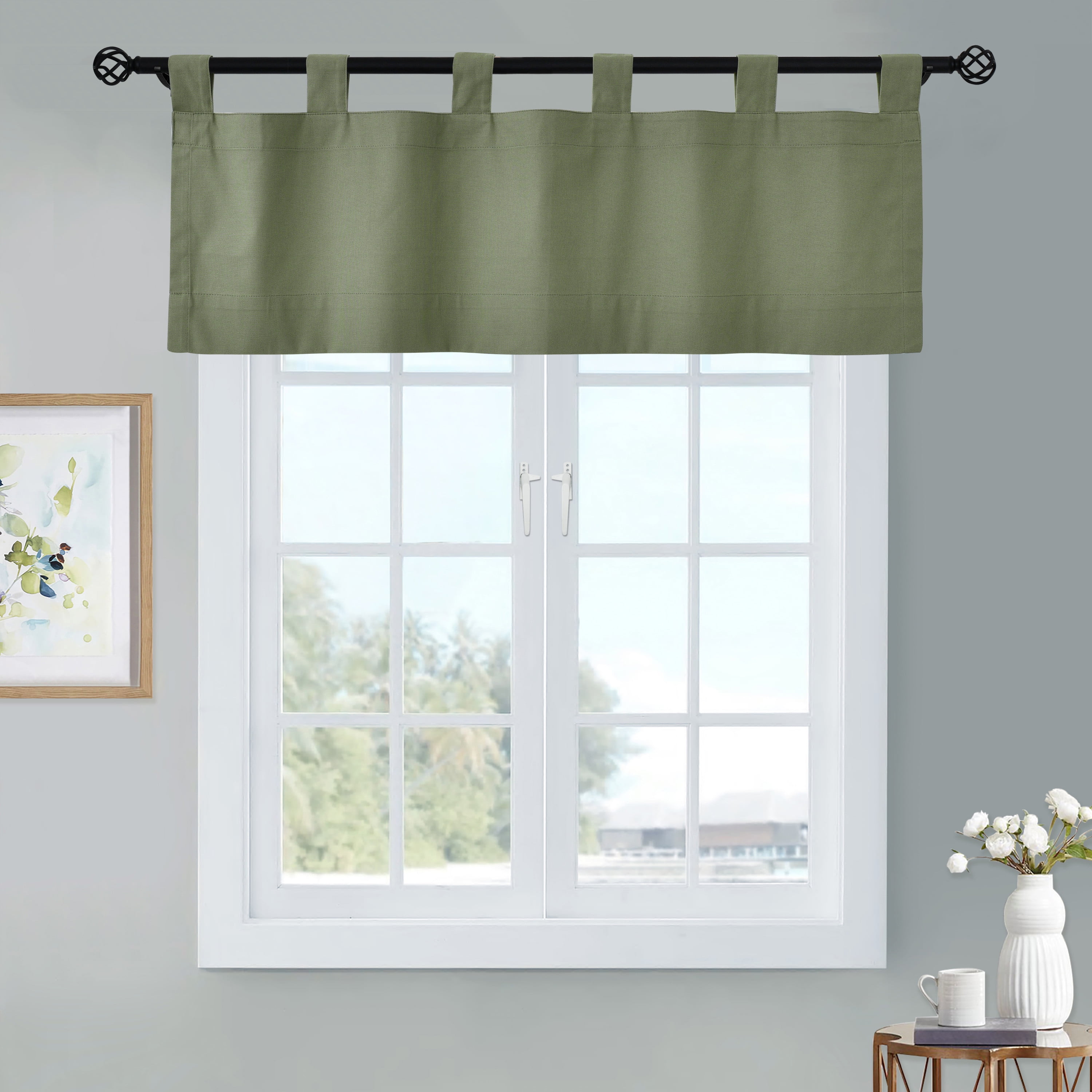Winmate Insulated Cotton Tab Top Valance 40" x 15" in Sage - Walmart.com