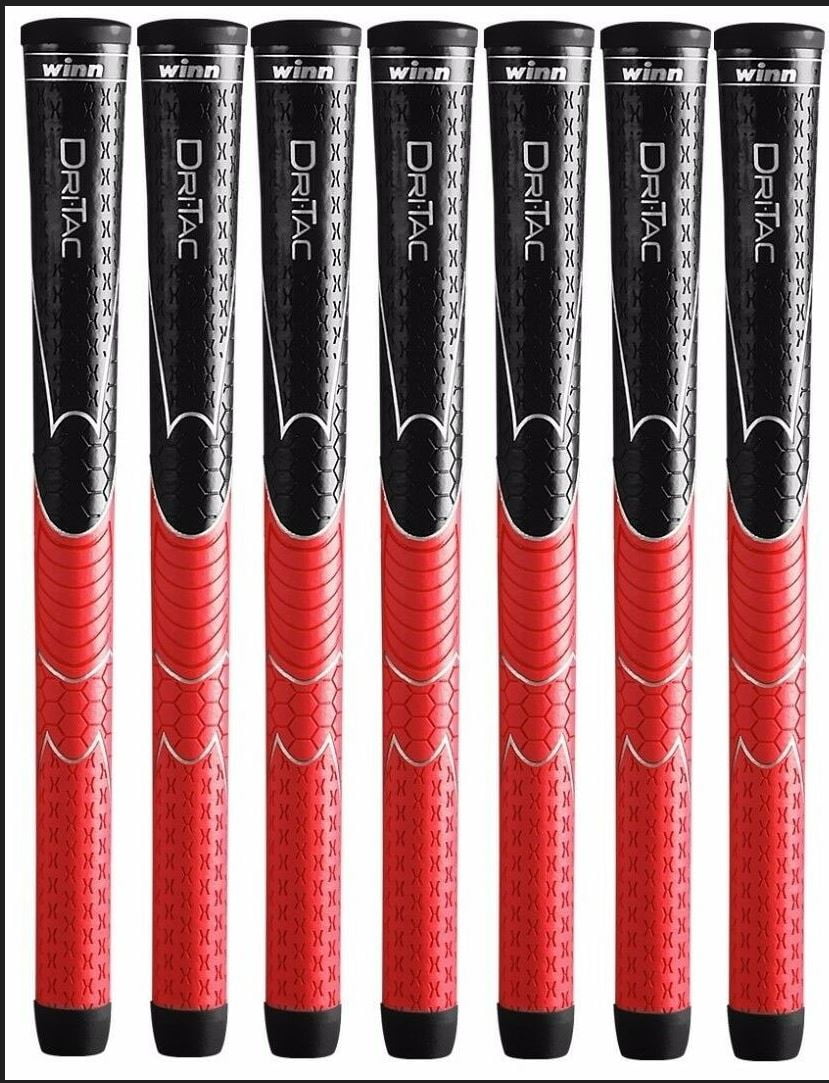 Winn DRITAC AVS Standard Golf Grip Set of 7 - Black/Red - Comfortable ...