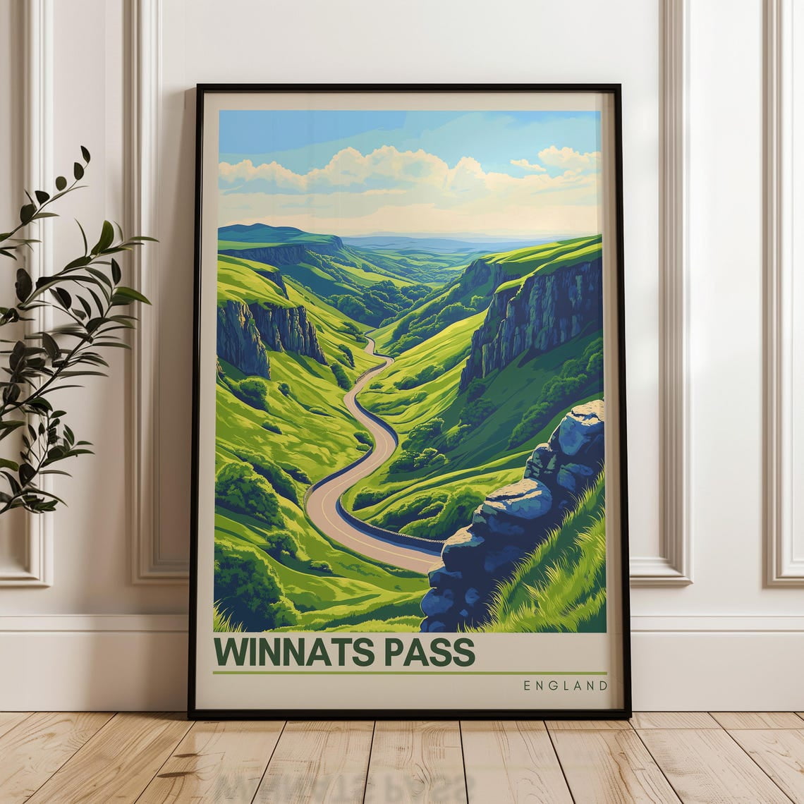 Winnats Pass Travel Poster England Wall Art Print Illustration Poster ...