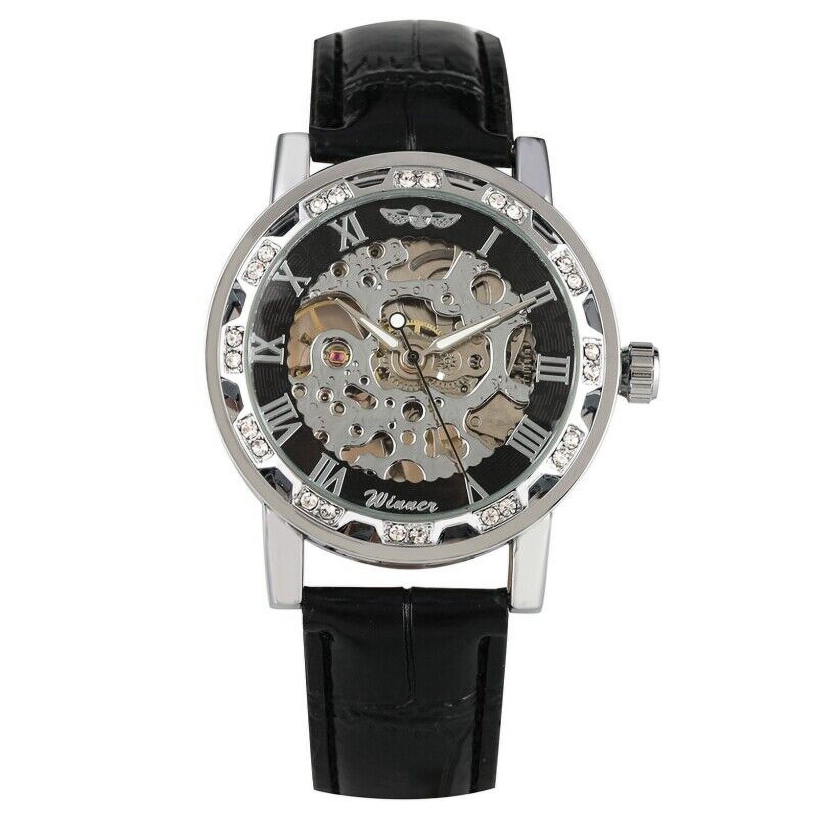 Winner Men's Hand Wind Mechanical Watch Roman Numerals Dial Leather ...