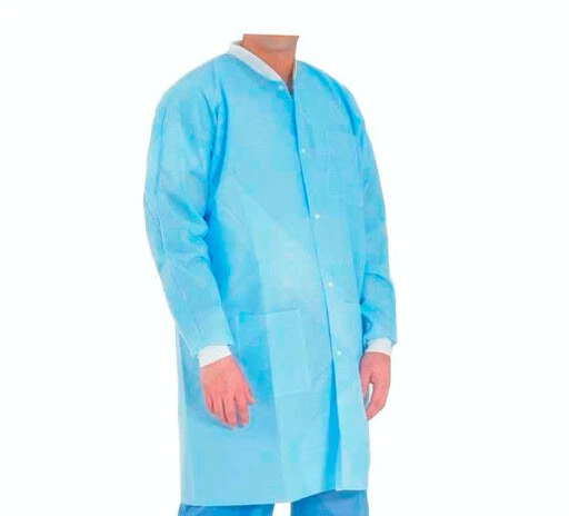 Winner SMS Disposable Lab Coat Unisex Knit Cuffs Collar Knee-Length 3 ...