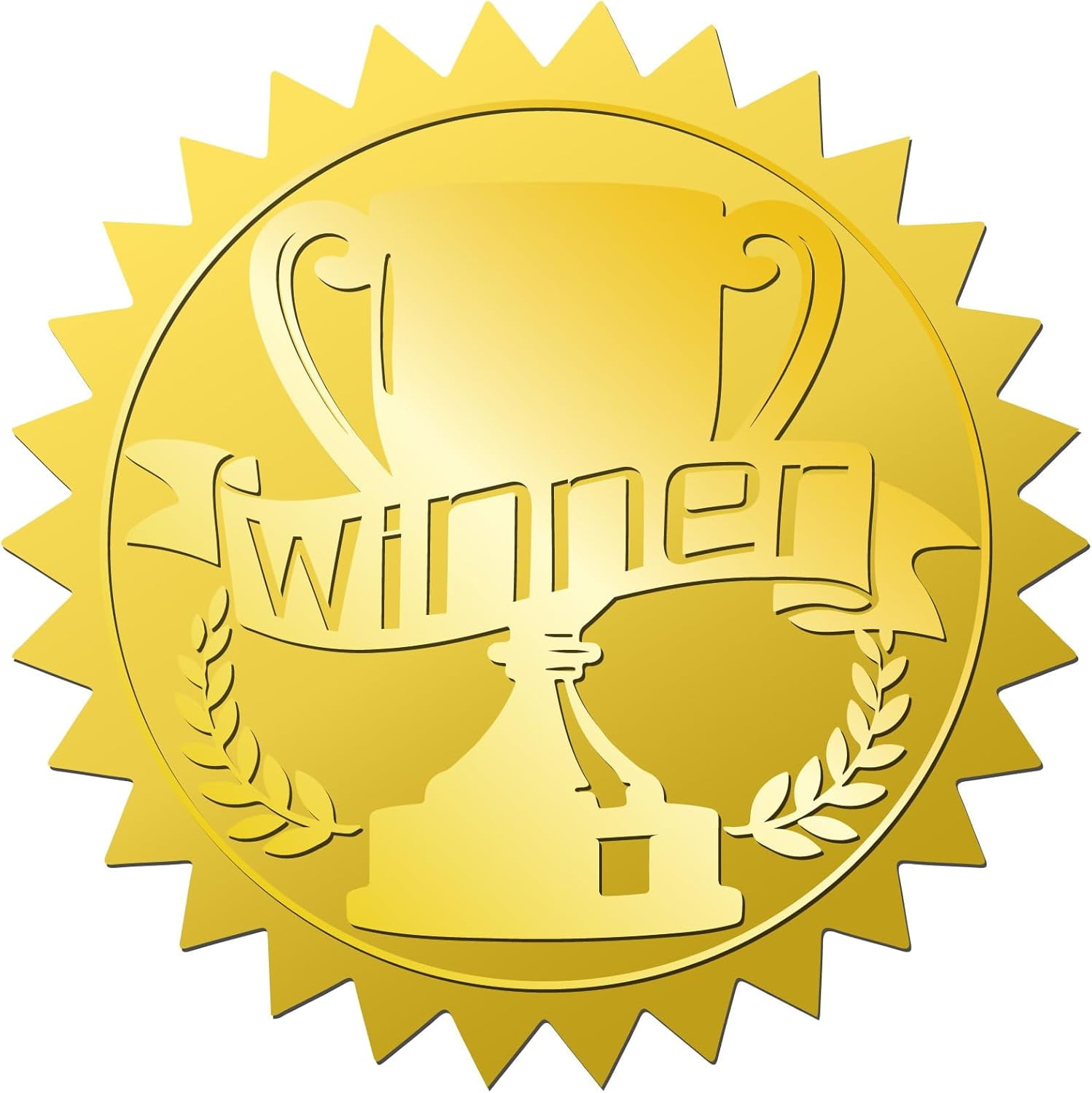 Winner Trophy 408Pcs Gold Foil Embossed Stickers 2" Self Adhesive ...
