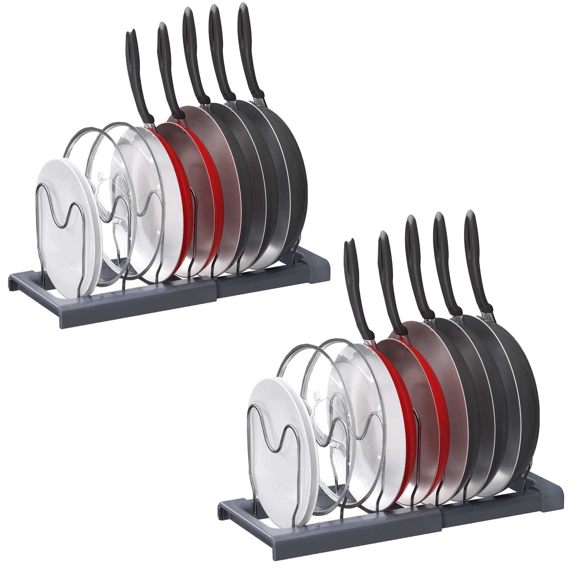 WinnerAide Expandable Pot Pan Organizer Rack for Cabinet Pot Lid ...