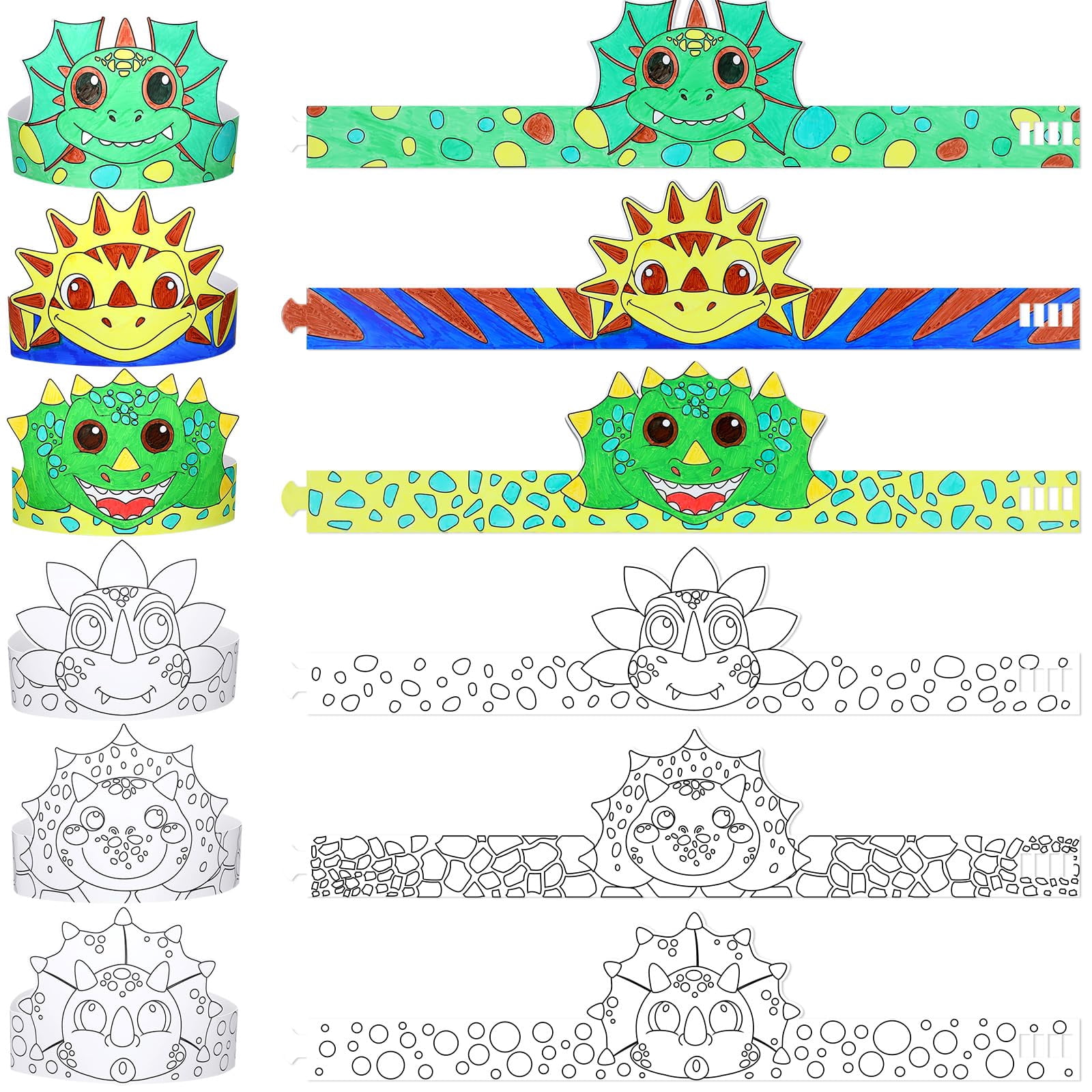 WinnerWhy 24 Pcs Color MMF7 Your Own Dinosaur Crown for Kids Dino ...