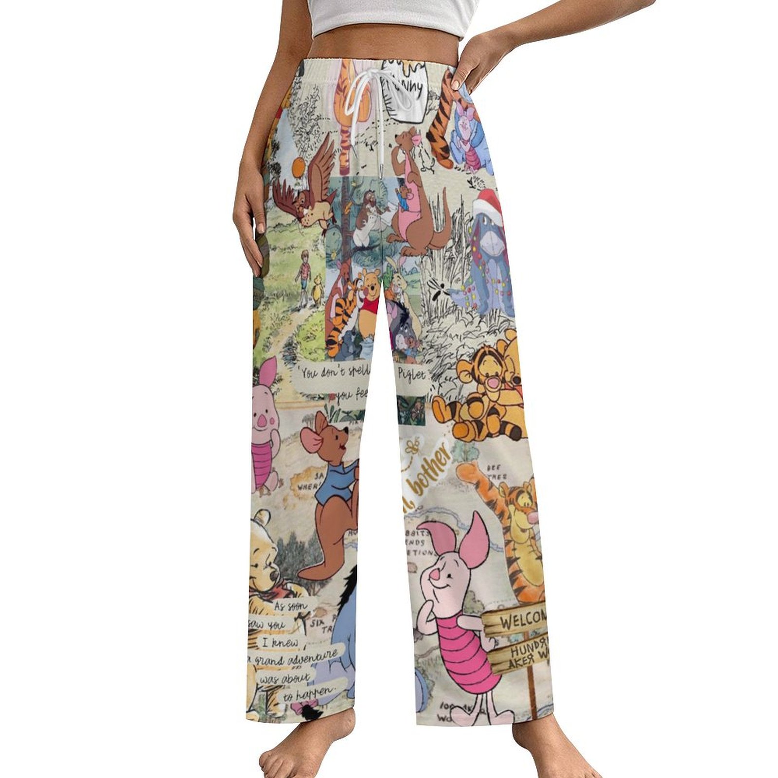 Winnie Bear Pooh Women Pajama Suit Sleepwear Long Pants Pajama Lady Pjs ...
