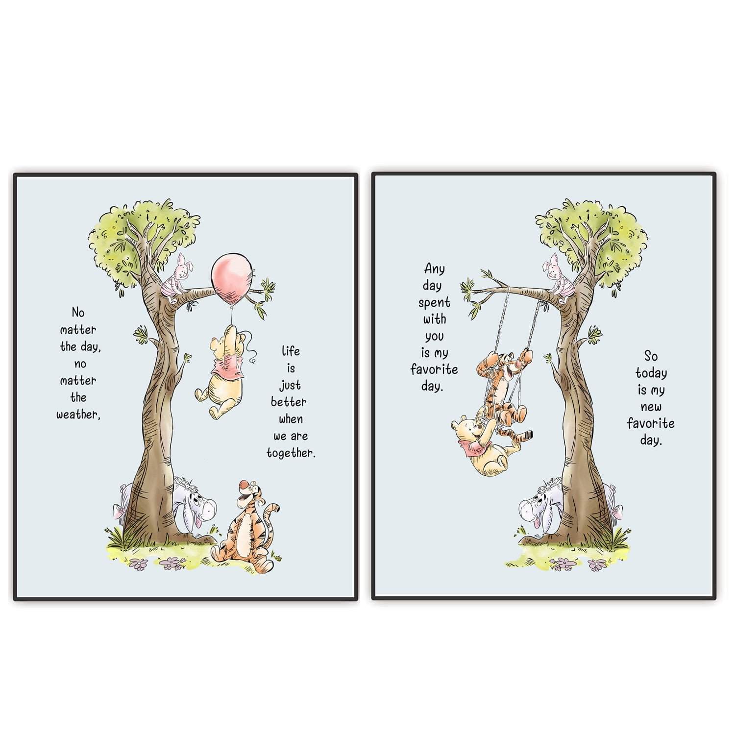Winnie with Friends Print, Nursery Room Decor, Winnie The Pooh Wall Art ...