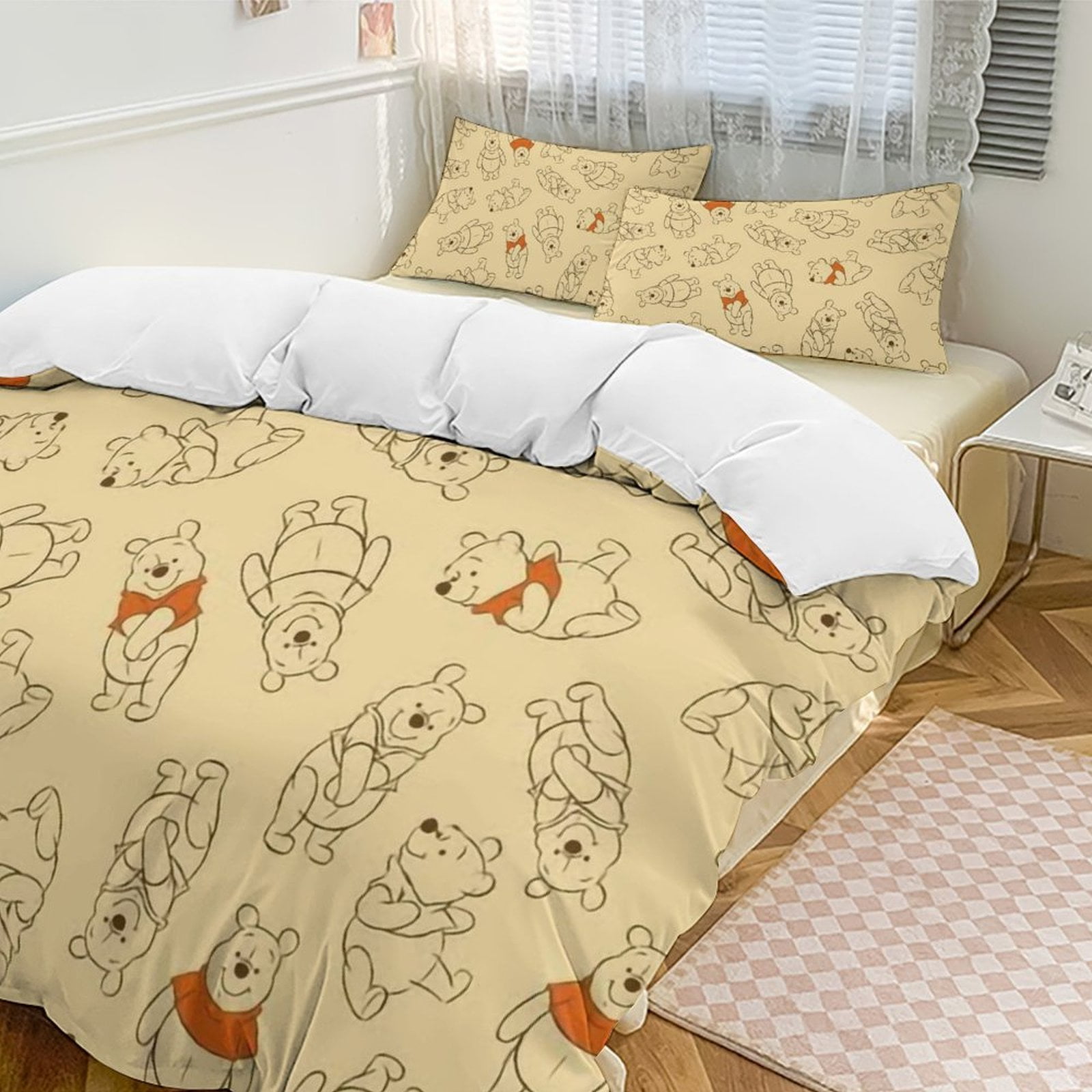Winnie The Pooh 3 Piece Bedding Set Cartoon Comforter Set Cute Duvet ...