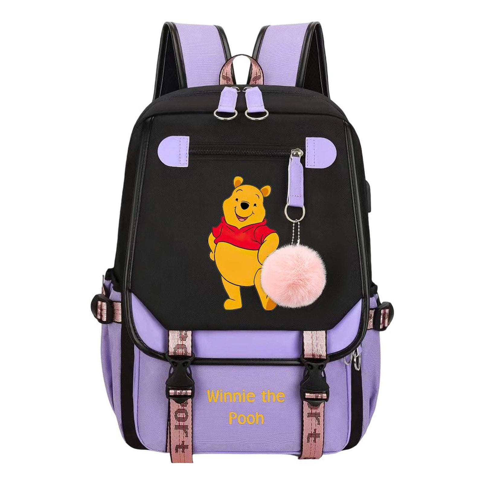 Winnie The Pooh Backpack with Plush Pendant, 18inch Waterproof Cartoon ...