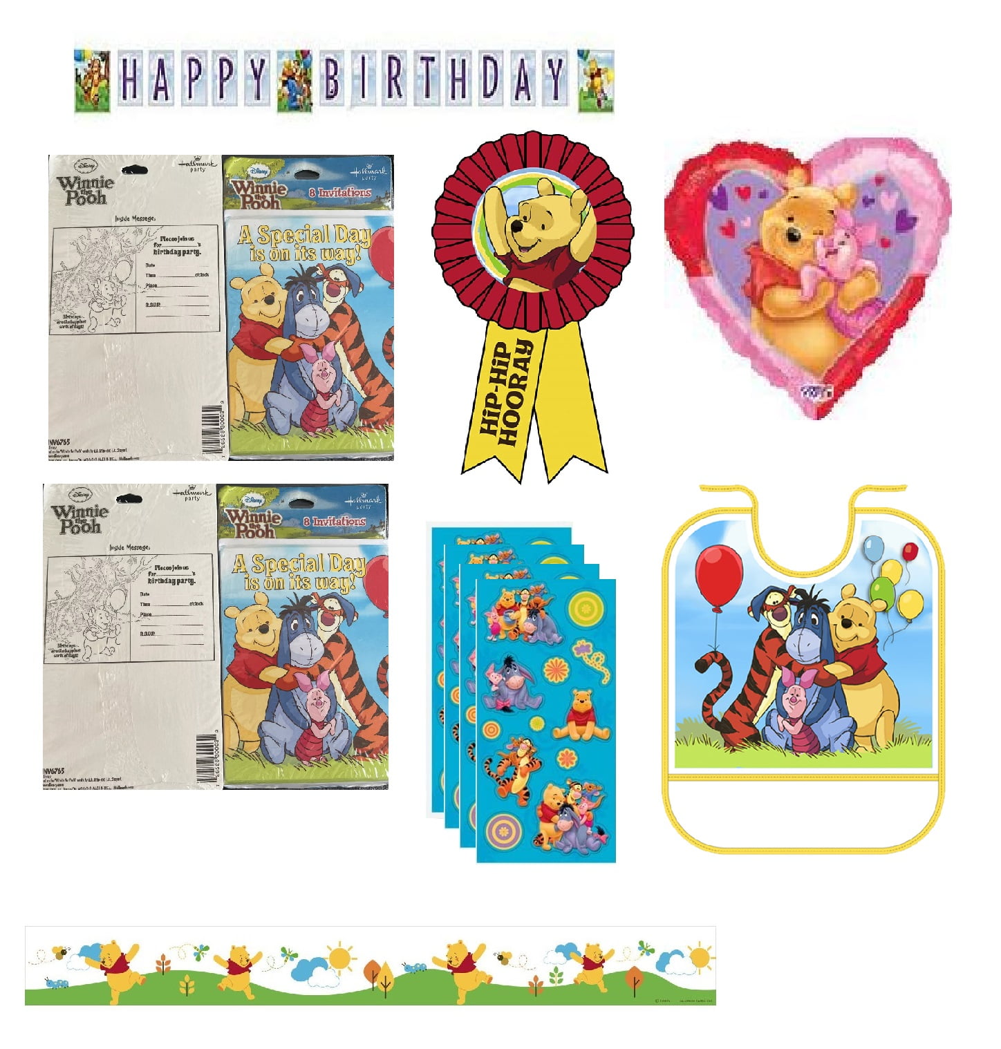 Winnie the Pooh Birthday Party Supplies Bundle includes 16 Party ...