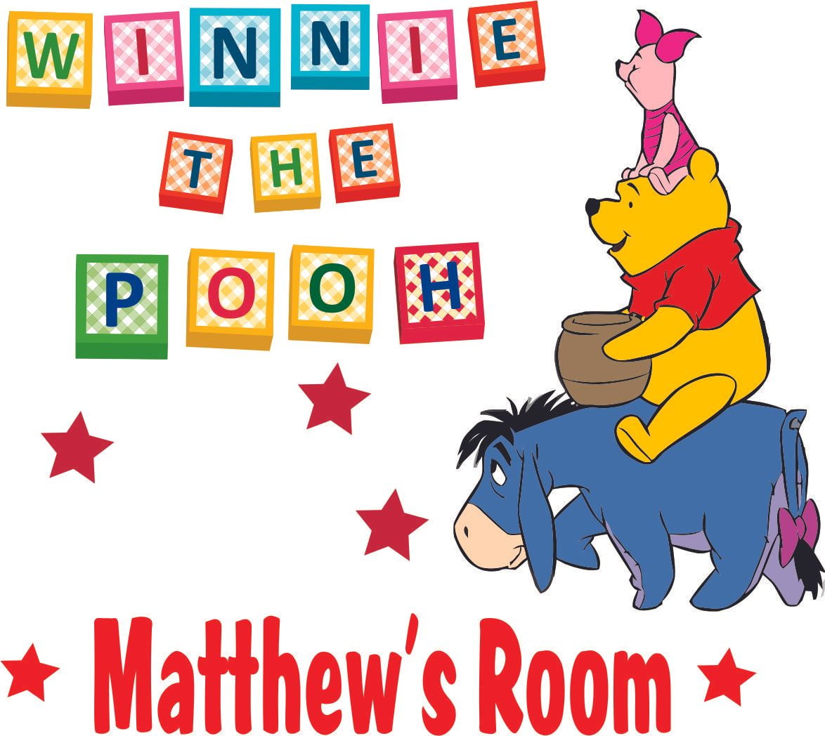 Winnie the Pooh Eeyore Piglet Cartoon Customized Wall Decal - Custom ...