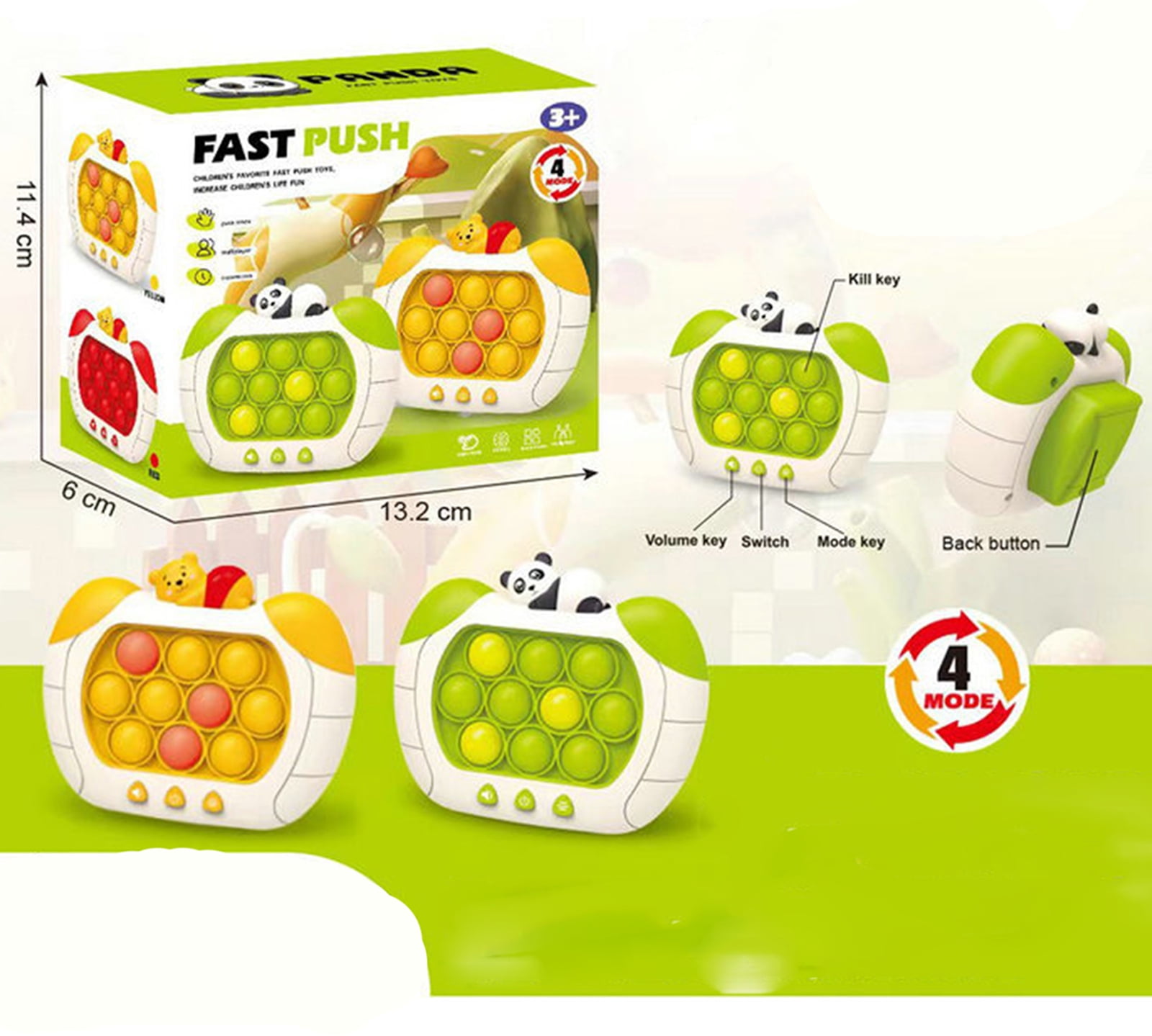 Winnie the Pooh Fast Push Game, Cute Anime Pop Fidget Light Up Bubble ...