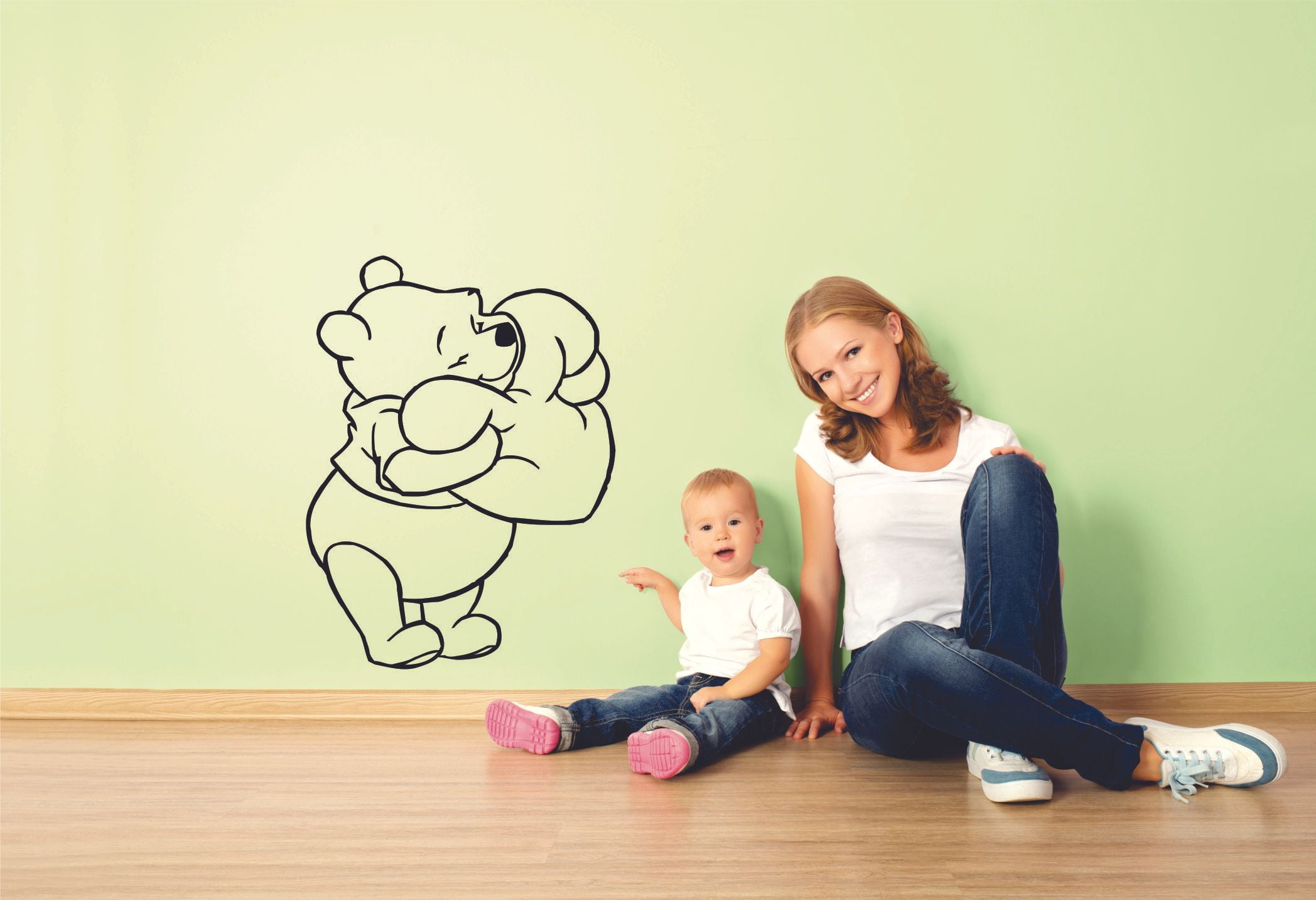 Winnie the Pooh Pillow Heart Pooh Bear Cute Cartoon Wall Sticker Art ...