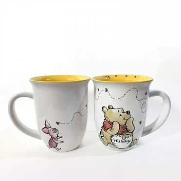 Disney Winnie the Pooh and Piglet Floral Glass Mug | Holds 16 Ounces ...