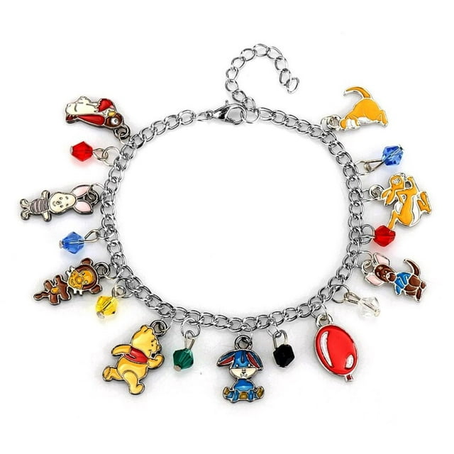 Winnie The Pooh Kids Jewelry: 9 Themed Charms Metal Charm Bracelet Featuring Tigger, Bear ...