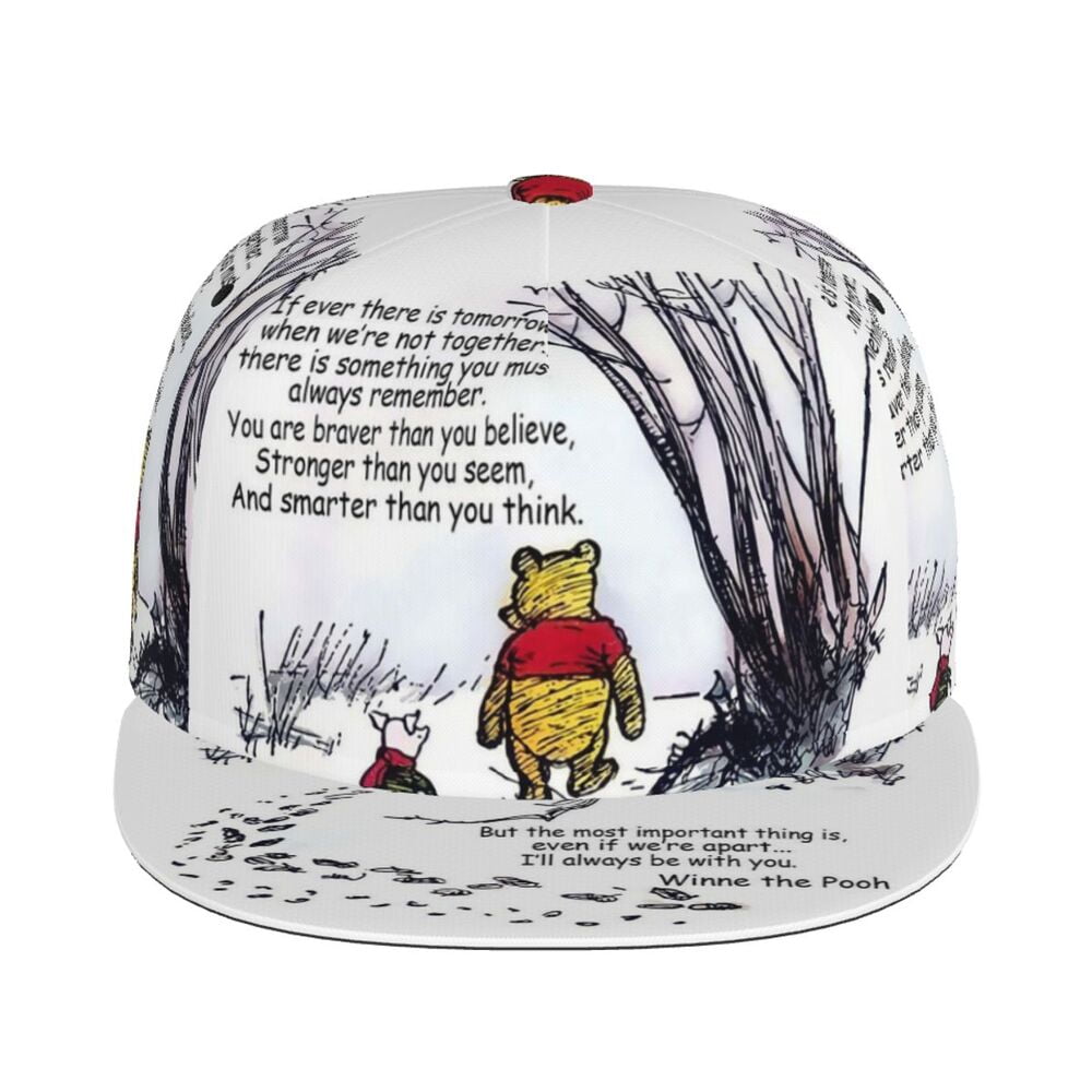 Winnie The Pooh Adjustable Flat Brim Baseball Cap Snapback Hat Hip Hop ...