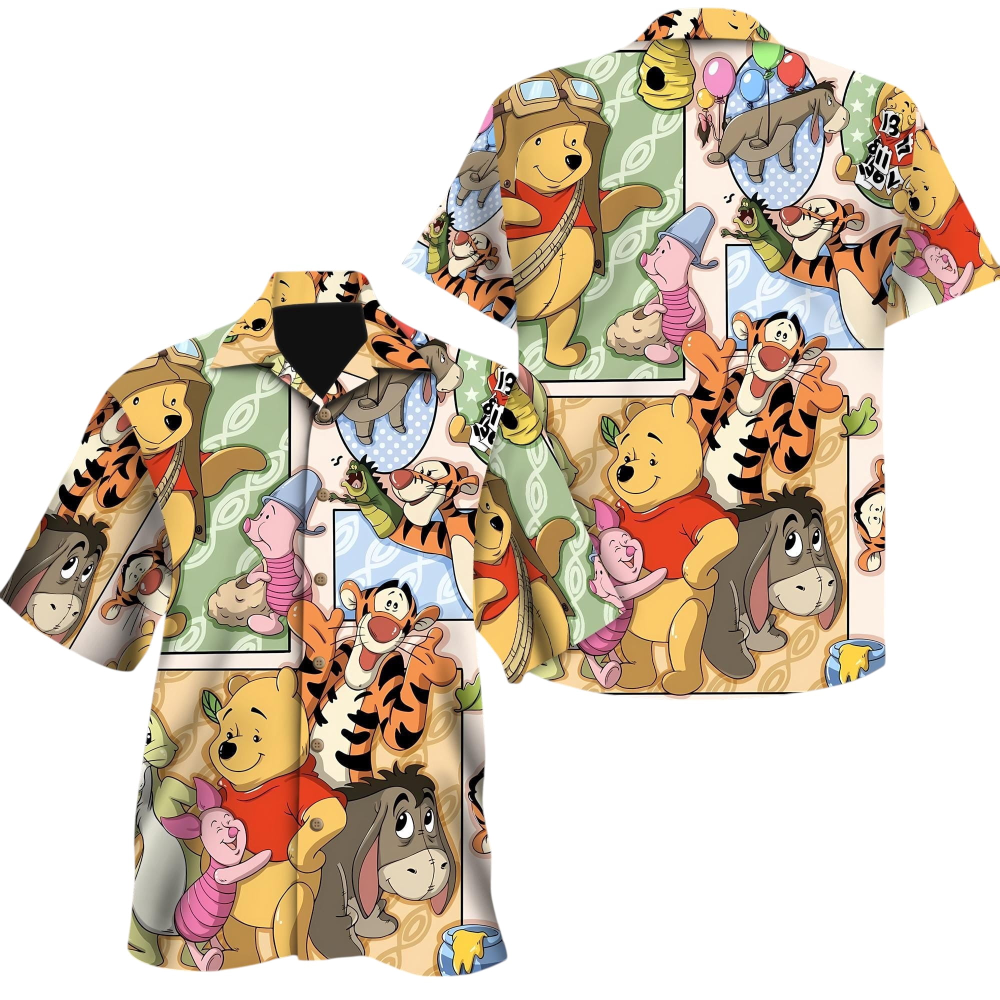 Winnie The Pooh And Friends Hawaiian Shirt Men - Walmart.com