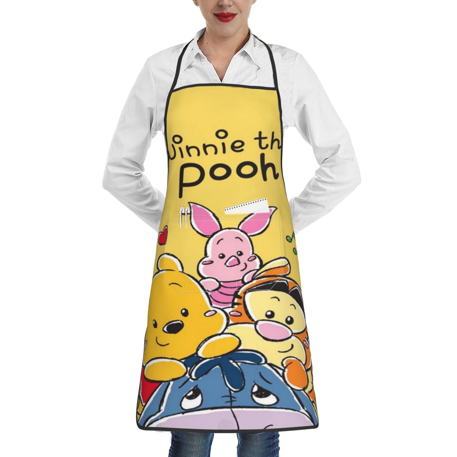 Winnie The Pooh Apron 2 Pockets Adjustable Aprons for Cooking Cleaning ...
