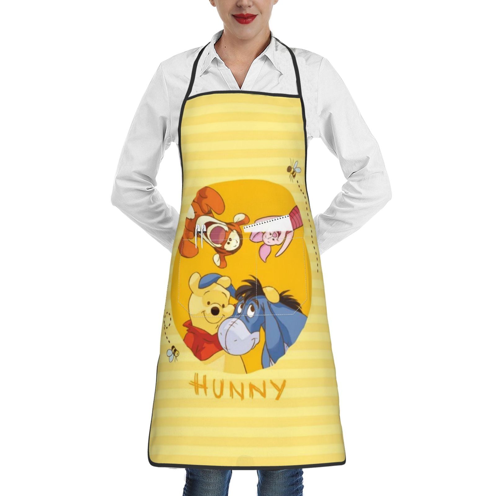Winnie The Pooh Apron 2 Pockets Adjustable Aprons for Cooking Cleaning ...