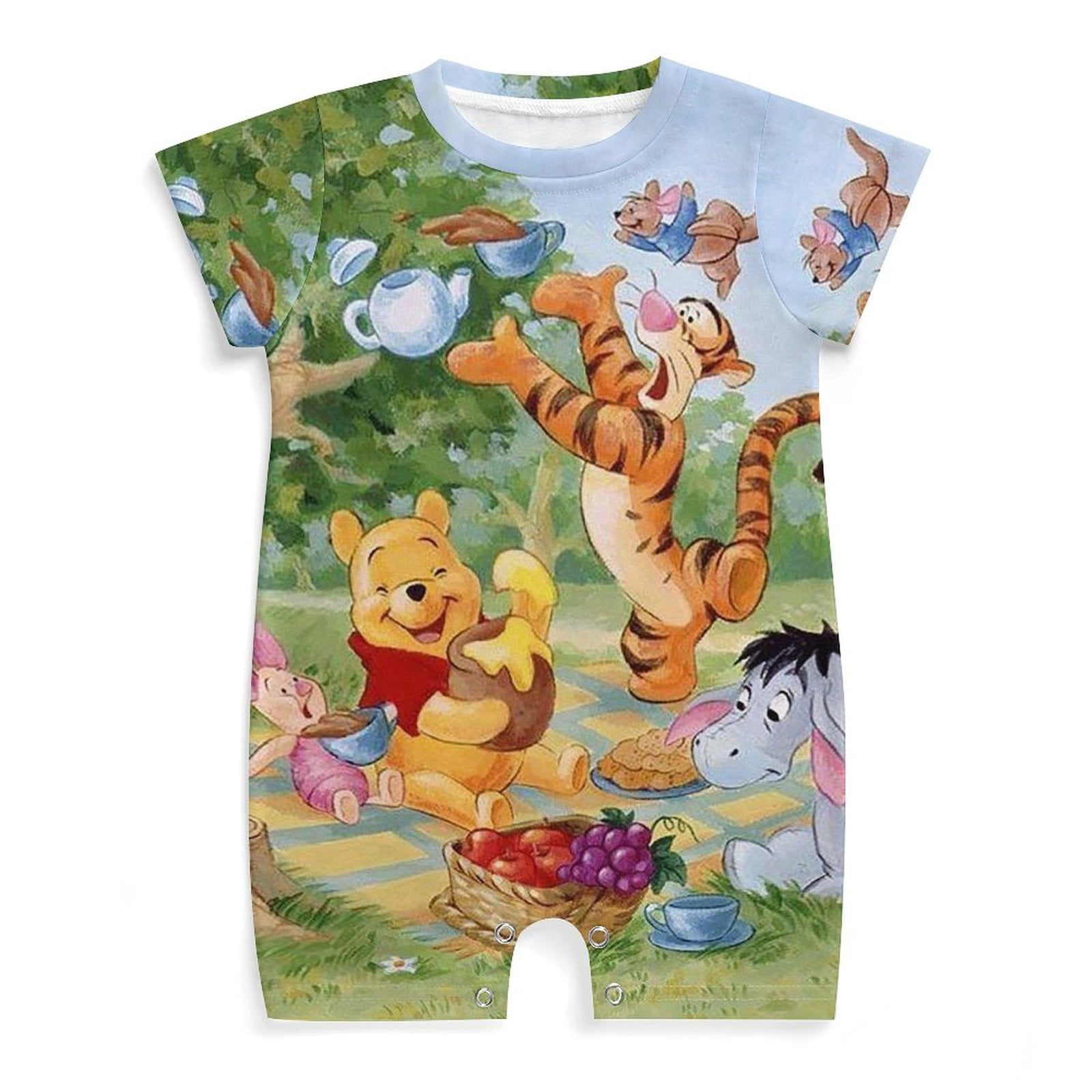 Winnie The Pooh Baby Boy Girl Short Sleeve Romper Clothing Set Print ...