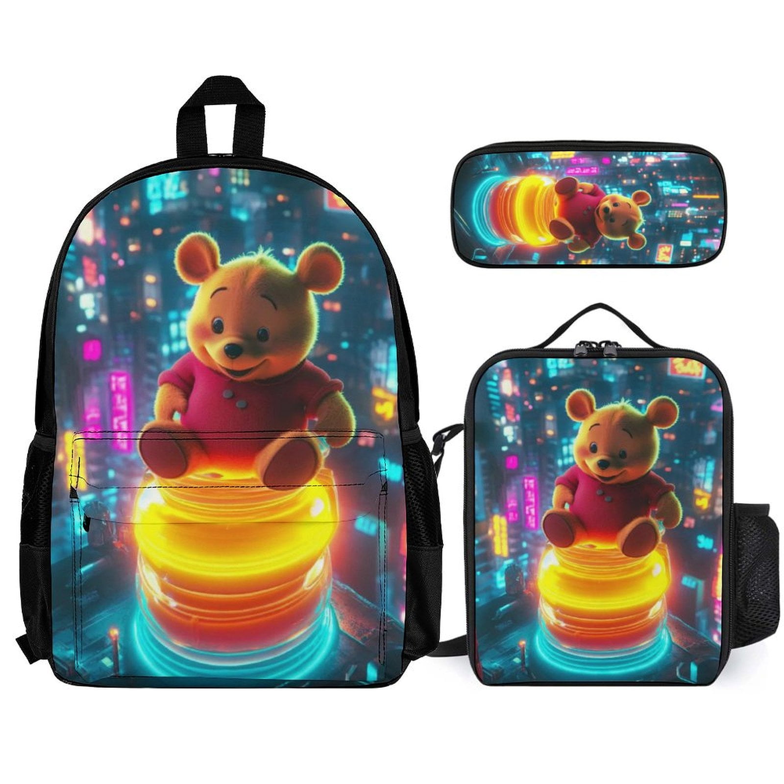 Winnie The Pooh Backpack 3 Piece Set Combination, Lunch Bag Pencil Bag ...