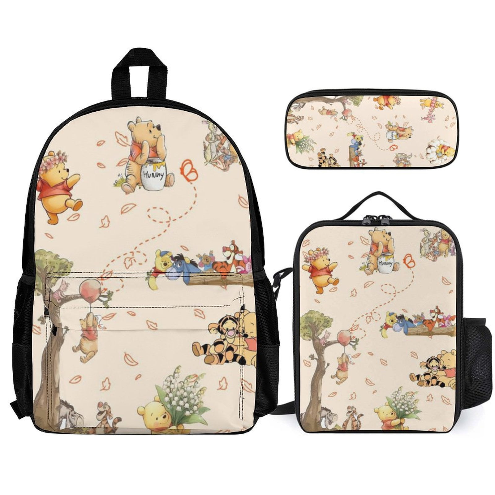 Winnie The Pooh Backpack 3 Piece Set Combination, Lunch Bag Pencil Bag ...