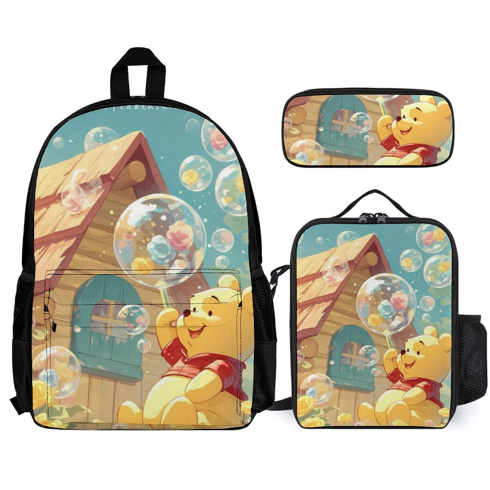 Winnie The Pooh Backpack 3 Piece Set Combination, Lunch Bag Pencil Bag ...