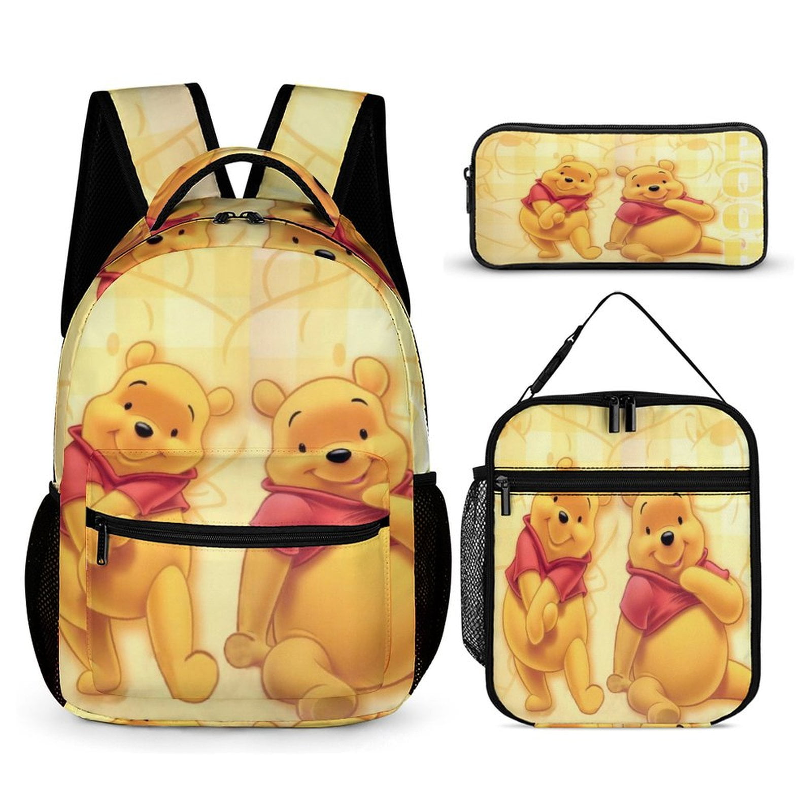 Winnie The Pooh Backpacks 3 Piece Set Bookbag with Lunch Bag And Pencil ...