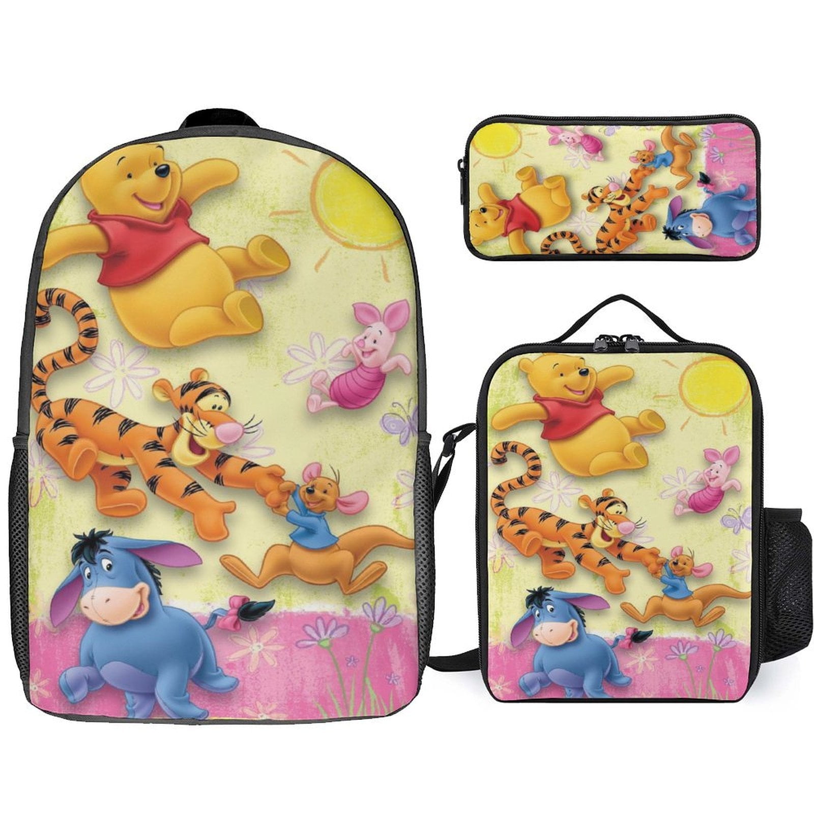 Winnie The Pooh Backpacks 3 Piece Set Bookbag with Lunch Bag And Pencil ...