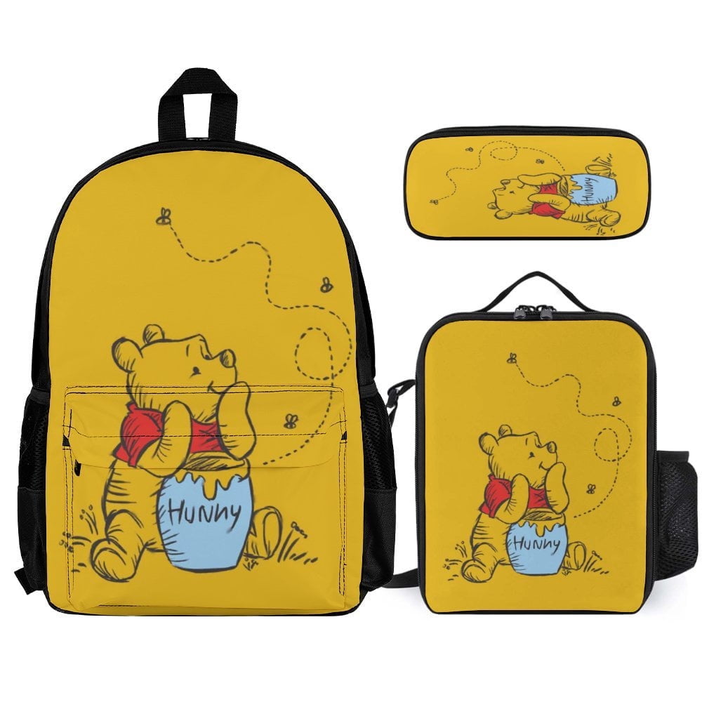 Winnie The Pooh Backpacks 3 Piece Set Bookbag with Lunch Bag And Pencil ...