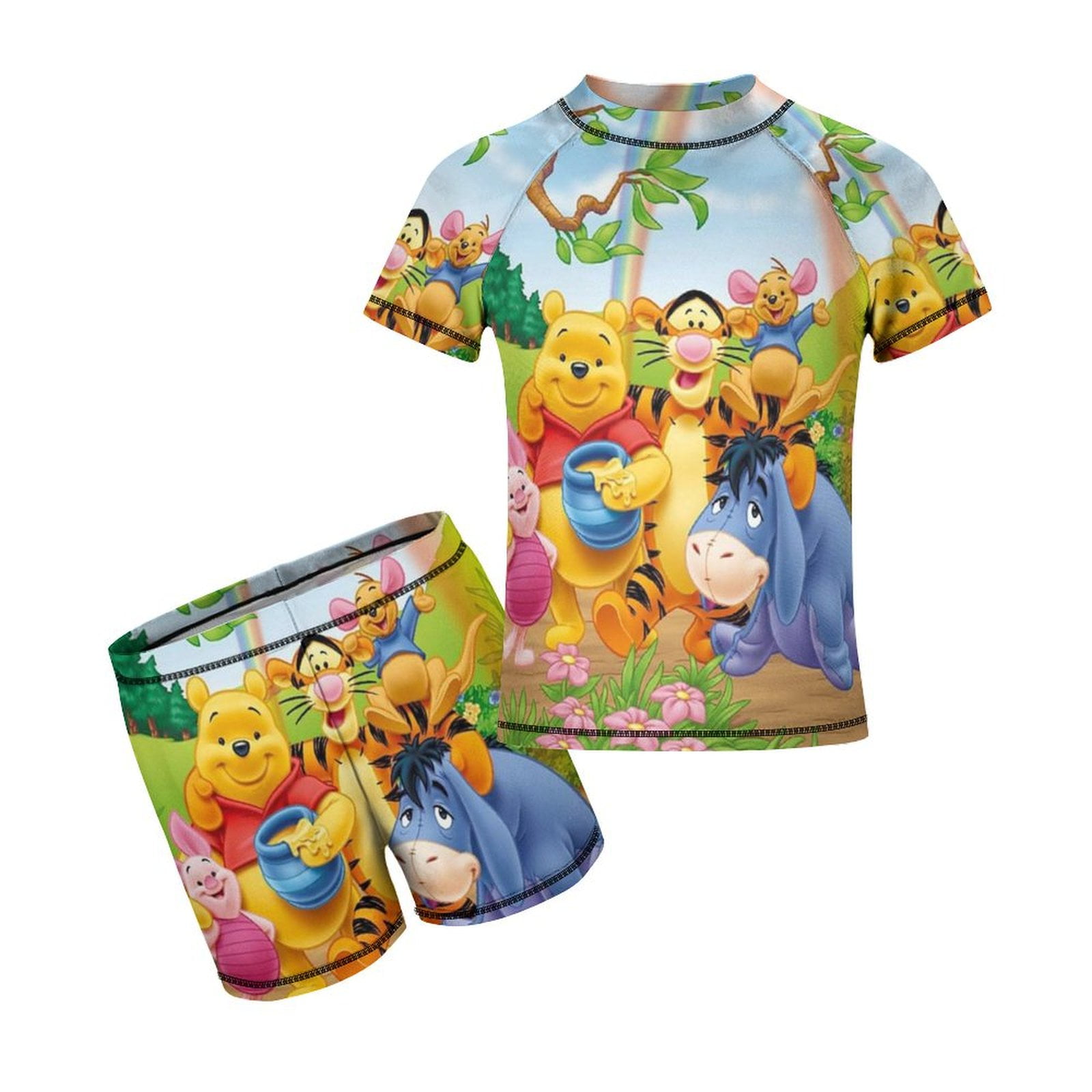 Winnie The Pooh Boys Two Piece Swimsuit Kids Swimwear Set Short Sleeve ...