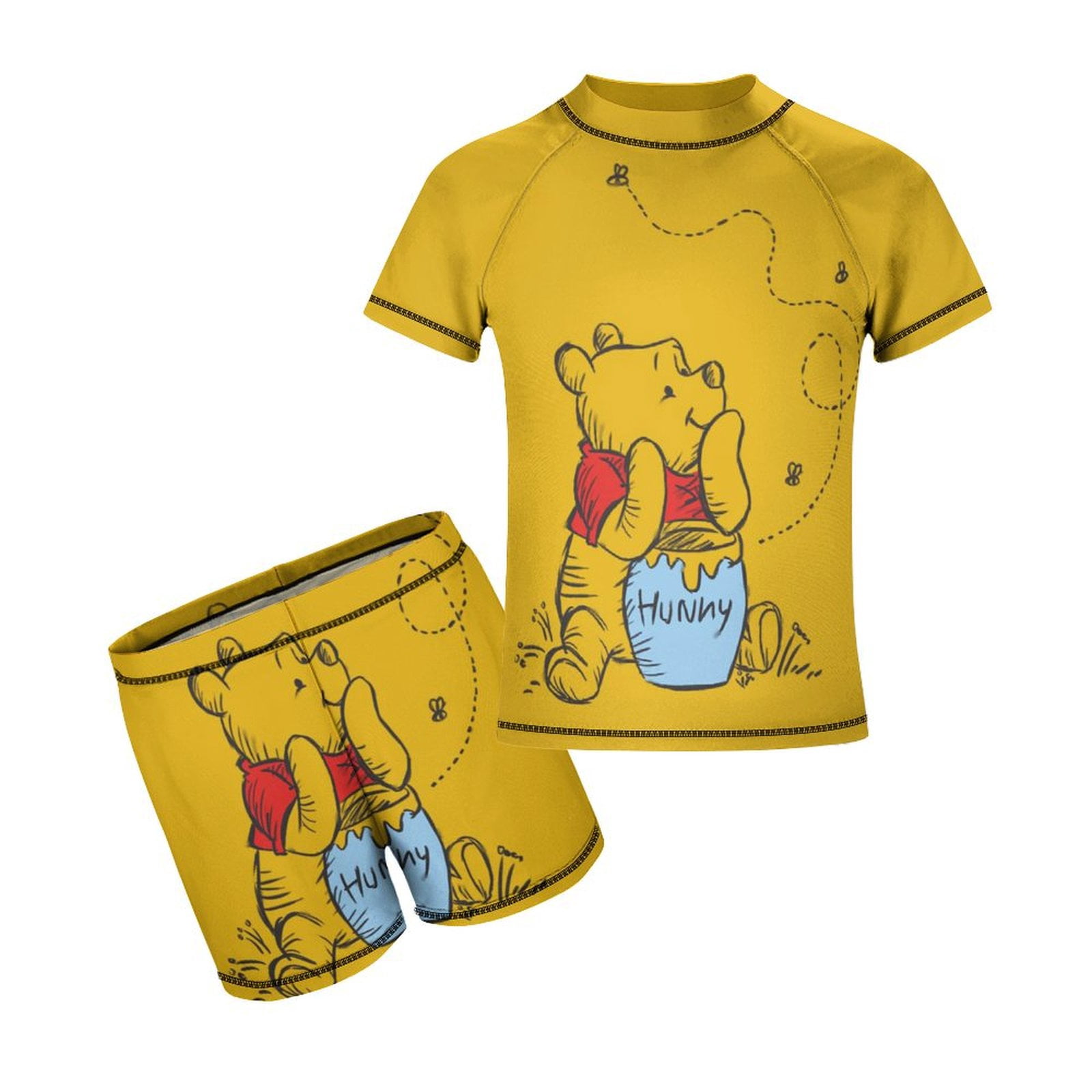 Winnie The Pooh Boys Two Piece Swimsuit Kids Swimwear Set Short Sleeve ...