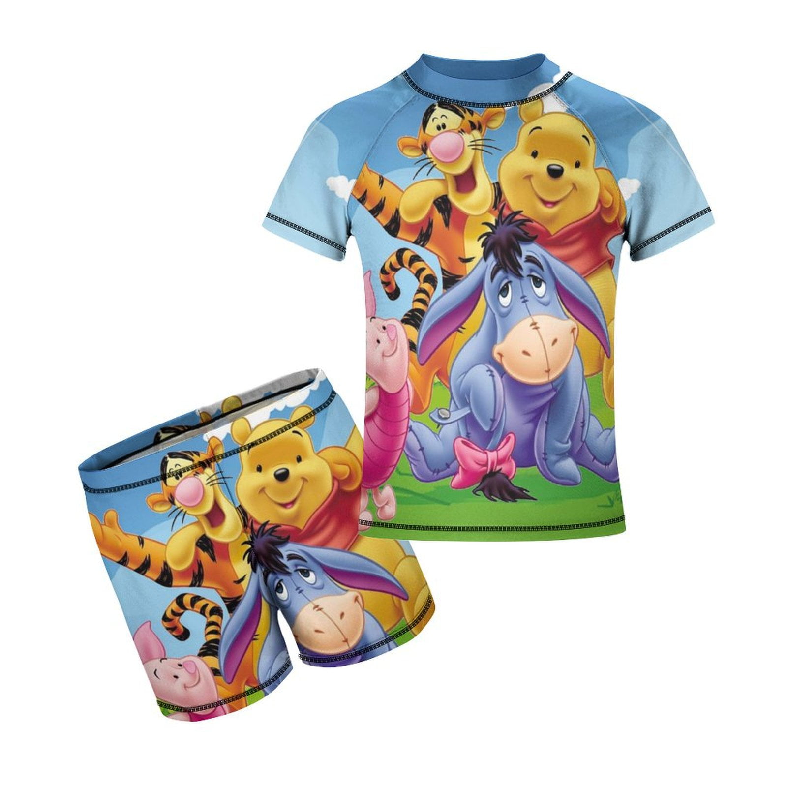 Winnie The Pooh Boys Two Piece Swimsuit Kids Swimwear Set Short Sleeve ...
