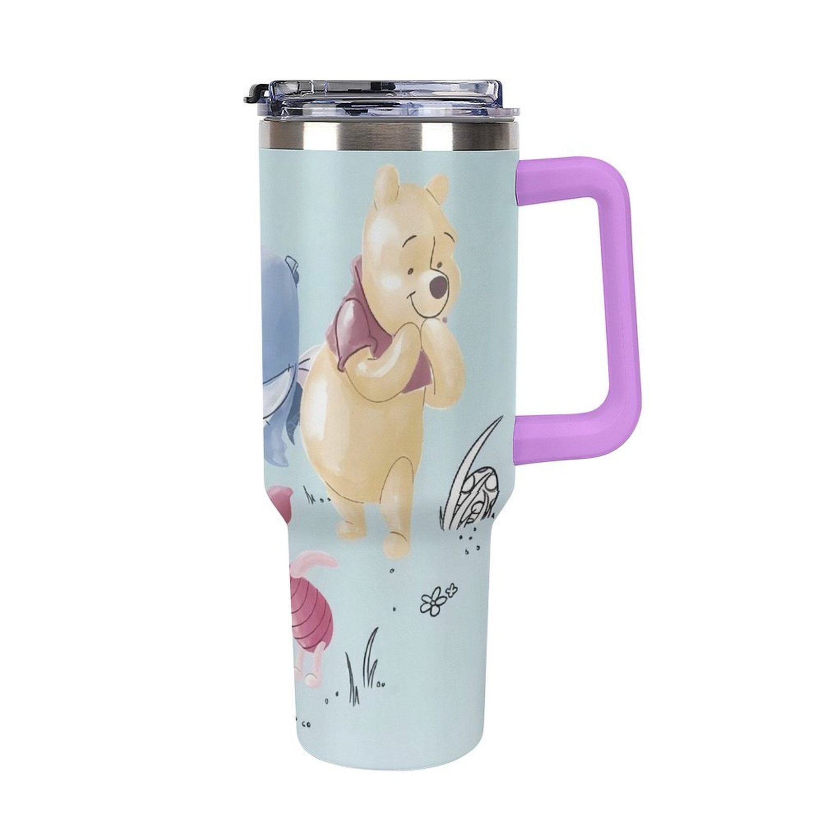 Winnie The Pooh Car Cup Stainless Steel Thermos Cup with Handle 40oz ...