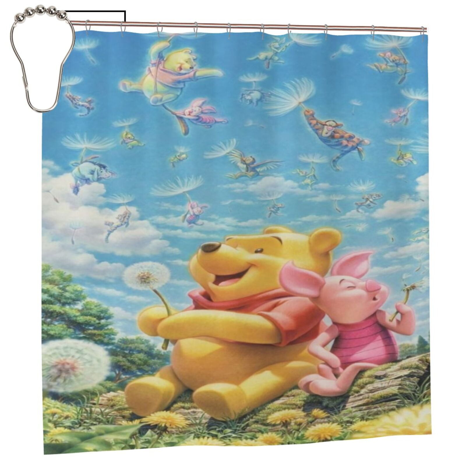 Winnie The Pooh Cartoon Shower Curtain 72" X 72" Anime Bathroom Decor ...
