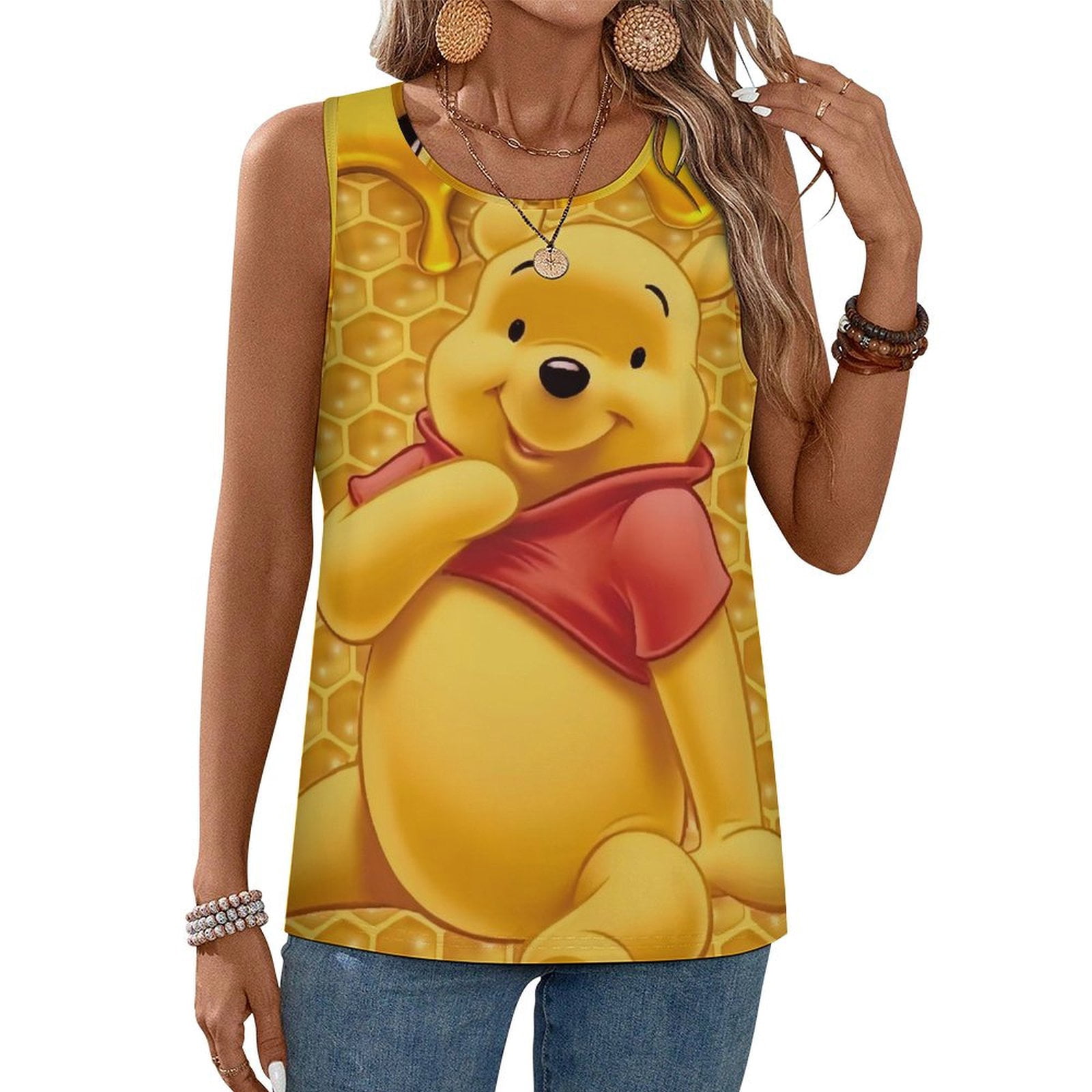 Winnie The Pooh Cartoon Women's Sports Tank Top Sleeveless Top S ...