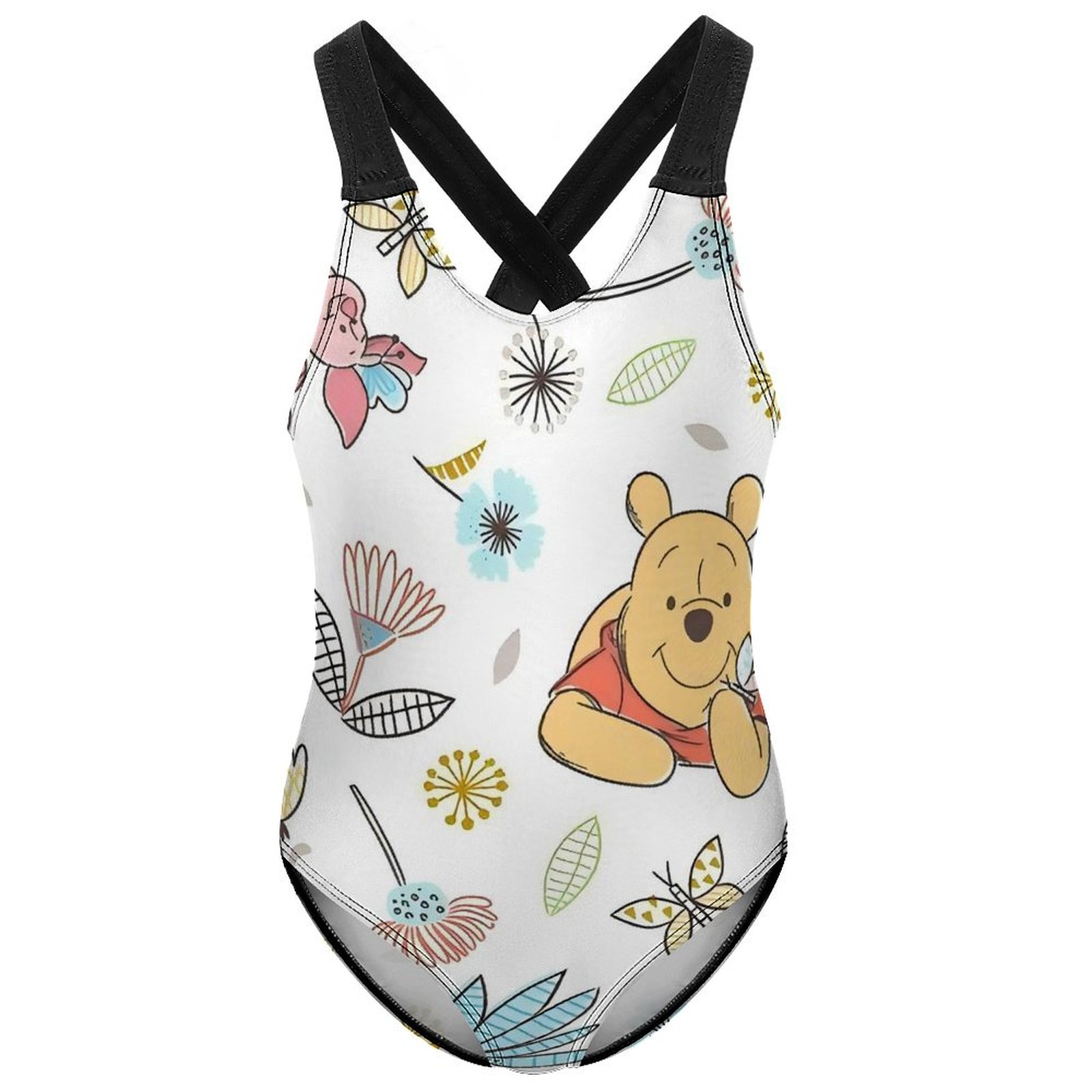 Winnie The Pooh Cartoon girls one-piece swimsuit beach swimsuit ...