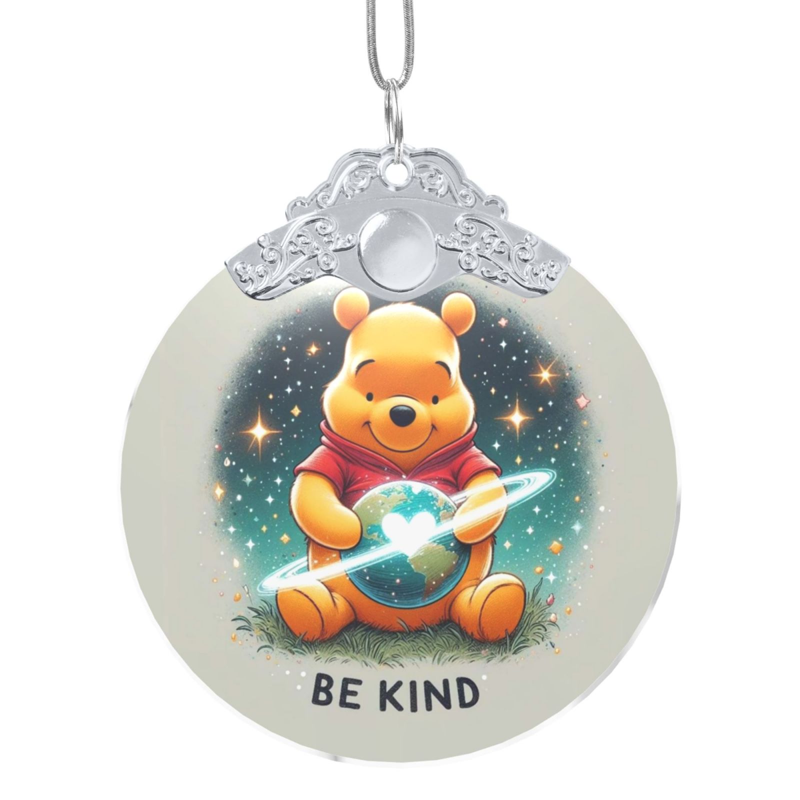 Winnie The Poo Christmas Tree Glass Round Pendant, Christmas Tree ...