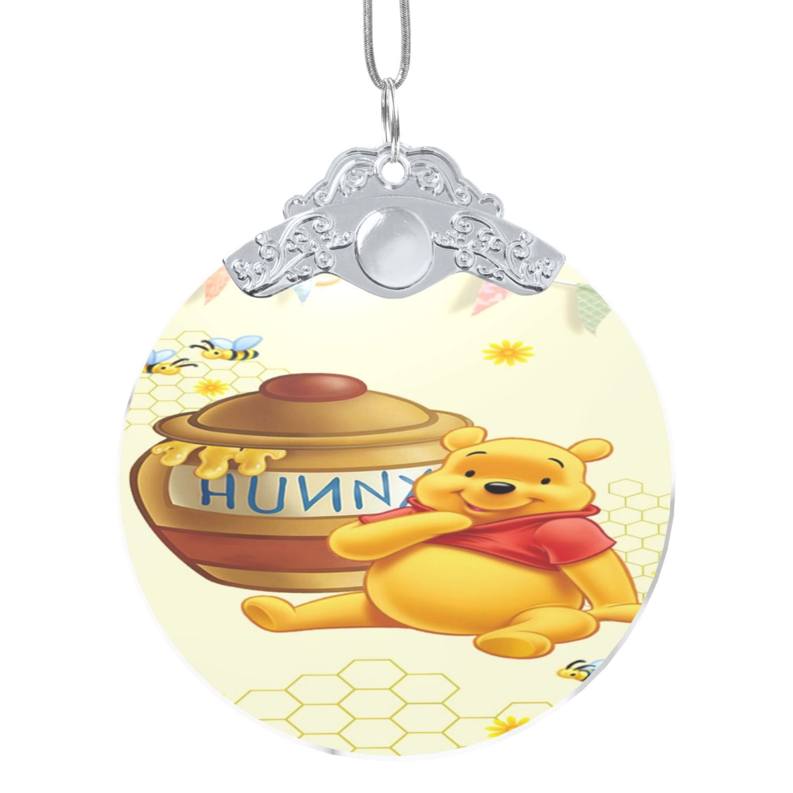 Winnie The Poo Christmas Tree Glass Round Pendant, Christmas Tree ...