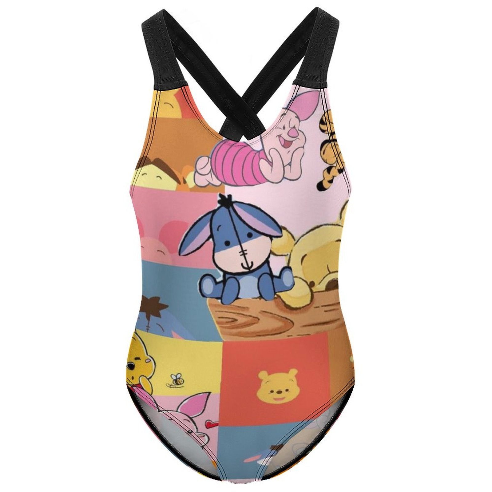 Winnie The Poo Girls Swimwear Cartoon Cross Shoulder Swimsuit Bathing ...