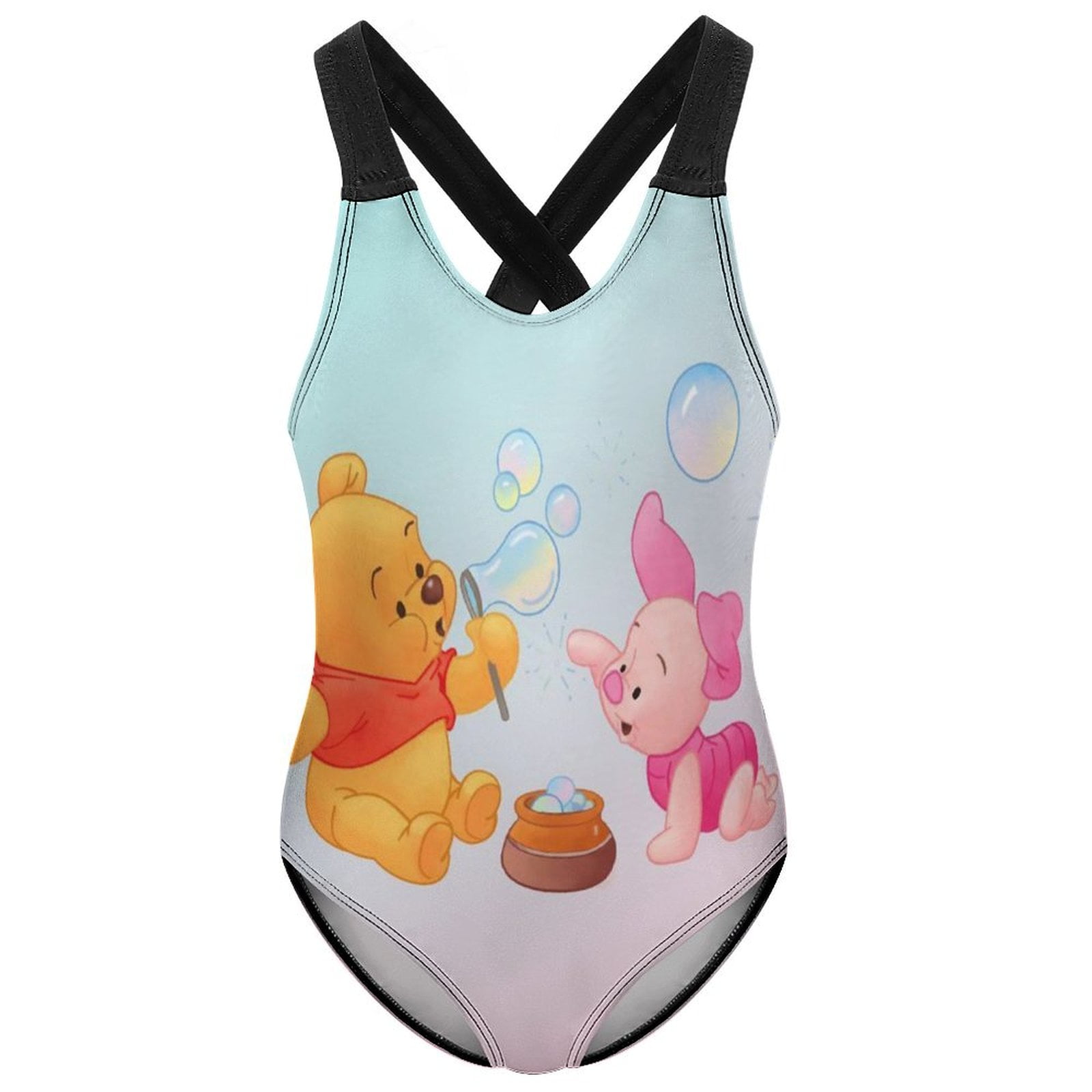Winnie The Poo Girls Swimwear Cartoon Cross Shoulder Swimsuit Bathing ...